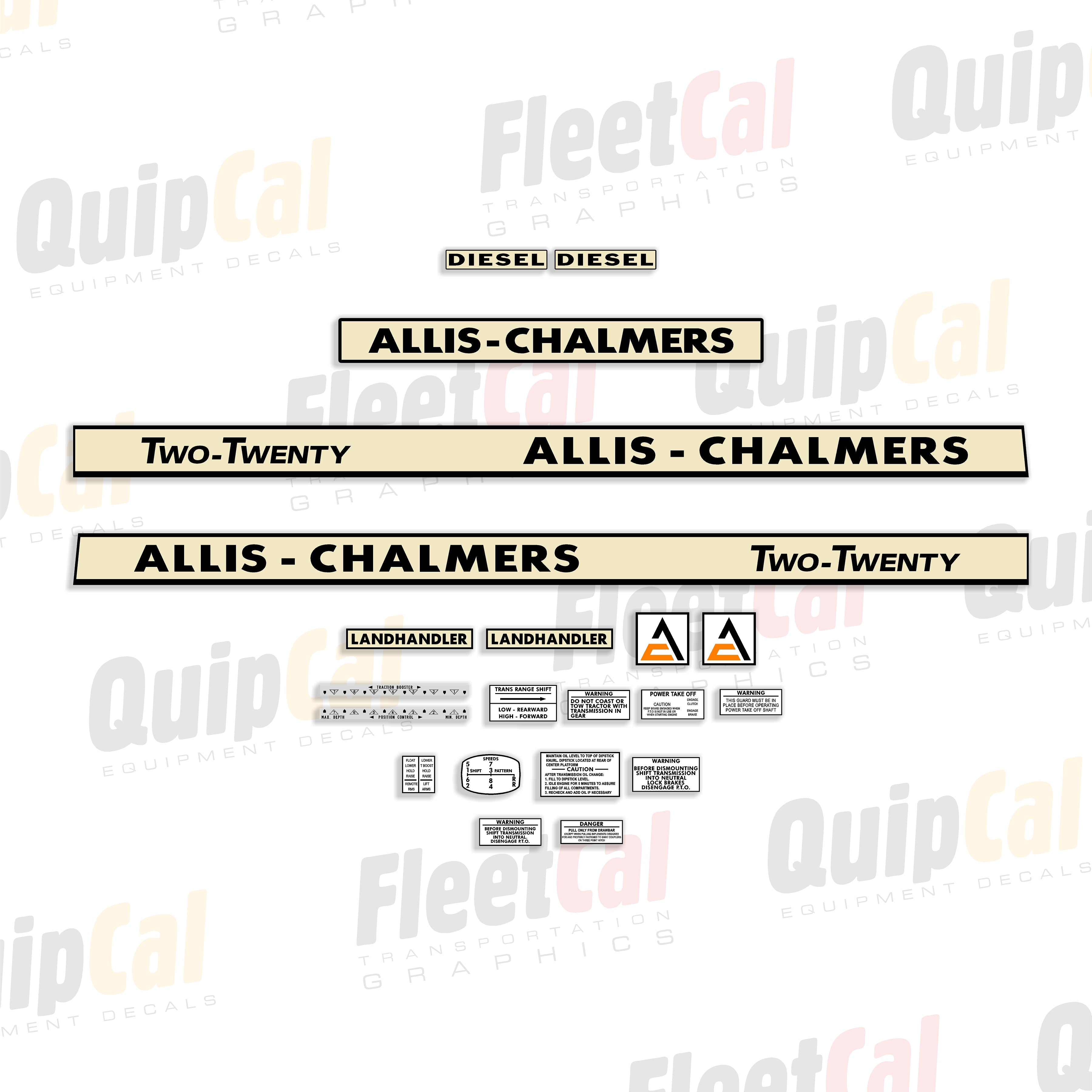 Allis Chalmers Two-Twenty Tractor Marking Decal Set – Truck and ...