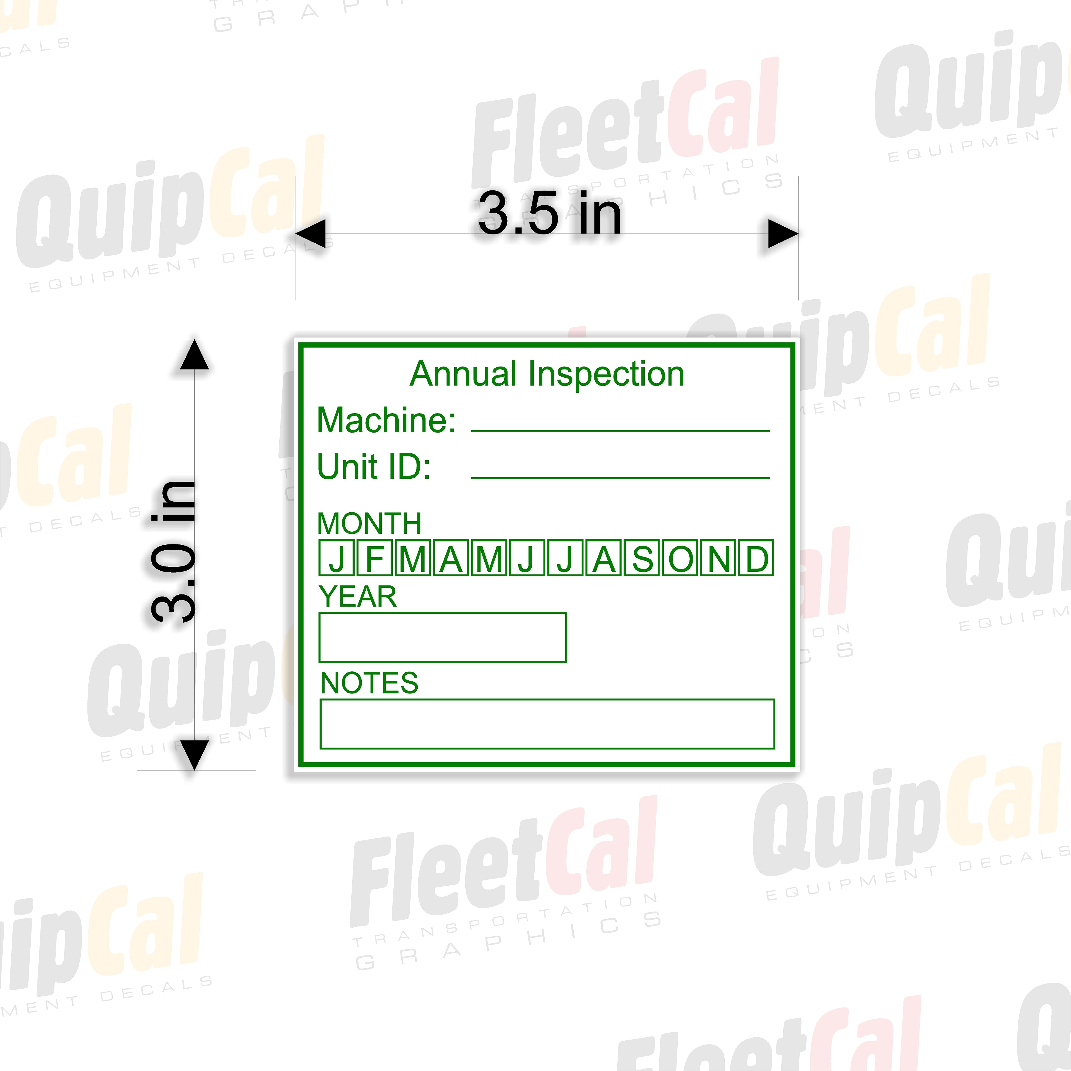 Annual Inspection Decal - 001 (QTY 10) – Truck and Equipment Decals