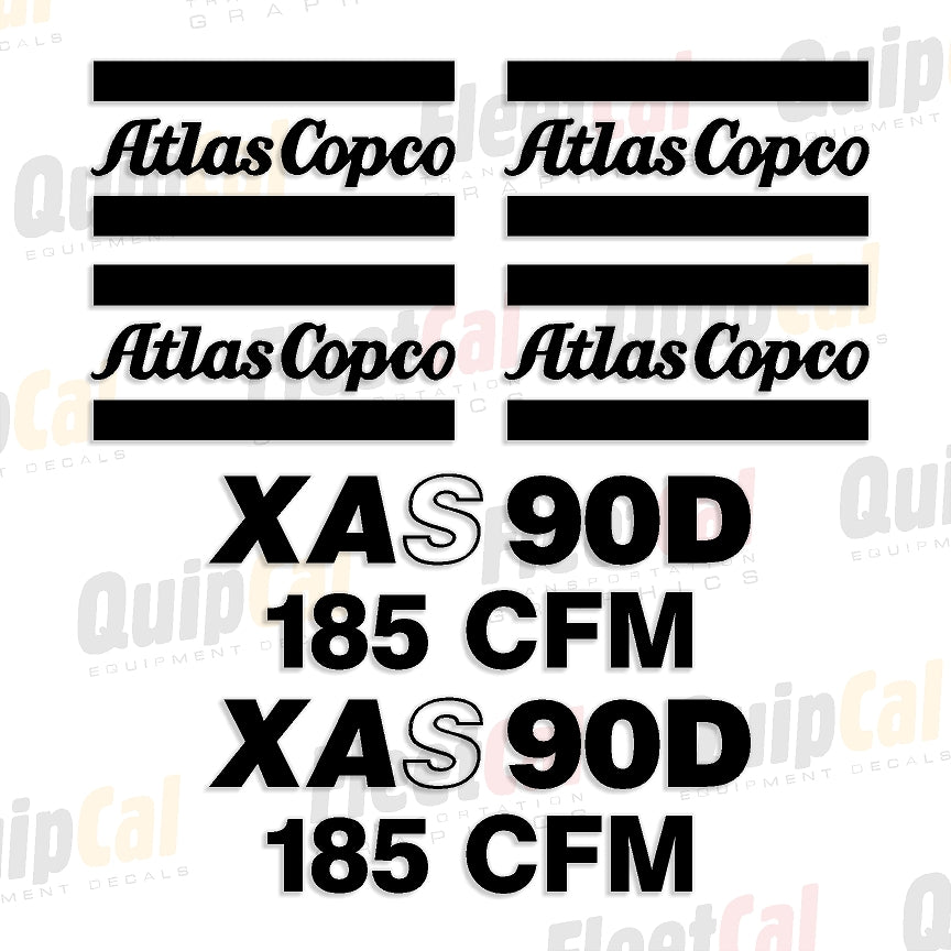 Atlas Copco XAS90D 185 CFM Air Compressor Marking Decal Set – Truck and ...