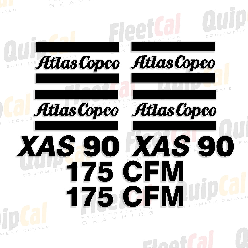 Atlas Copco XAS90 175 CFM Air Compressor Marking Decal Set – Truck and ...