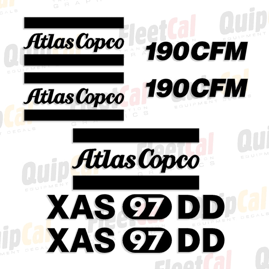Atlas Copco XAS97DD 190 CFM Air Compressor Marking Decal Set – Truck ...