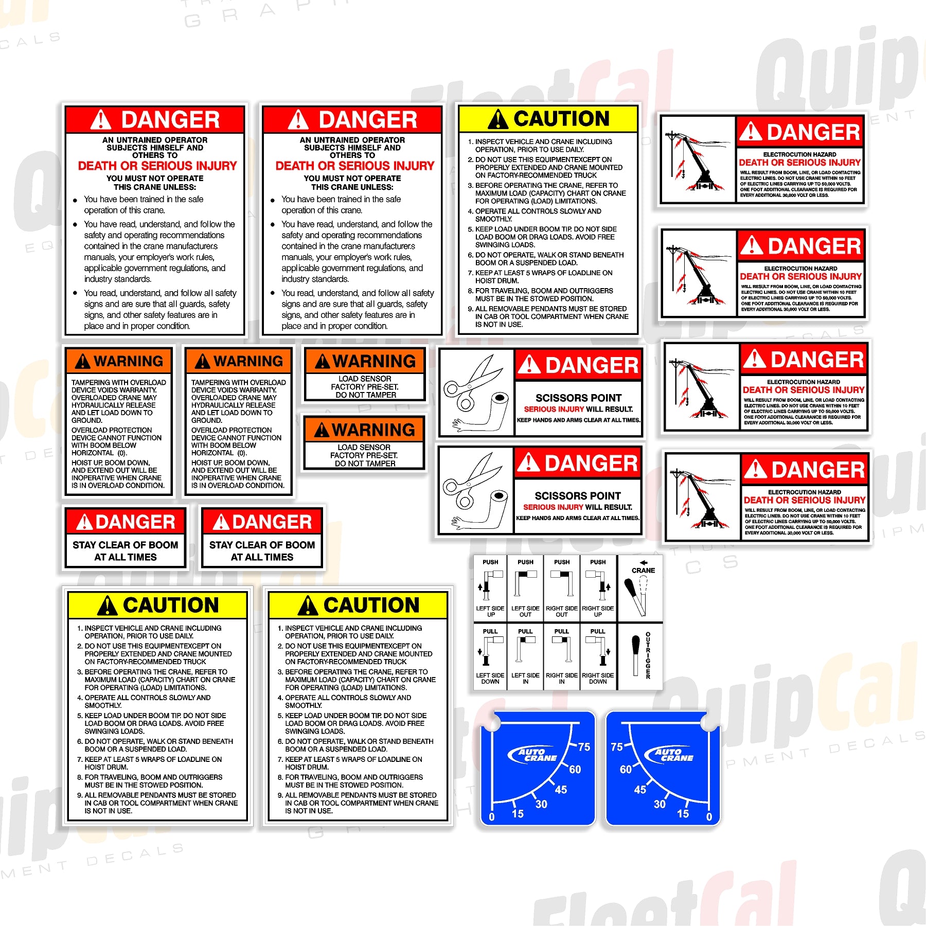 Auto Crane Mechanic's Truck Crane Safety Decal Set – Truck and ...