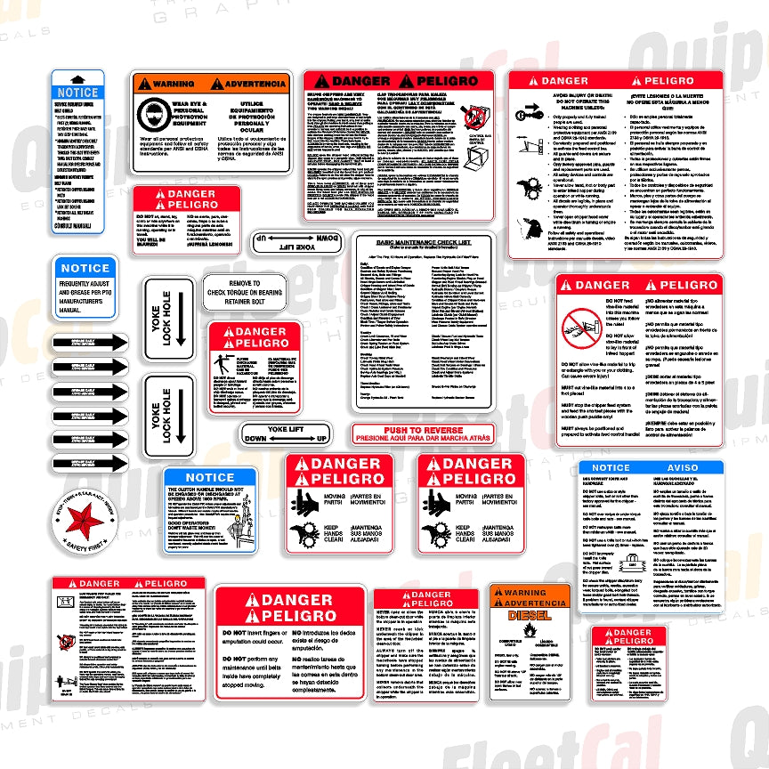 Bandit Multi-Lingual Chipper Safety Decal Set – Truck and Equipment Decals