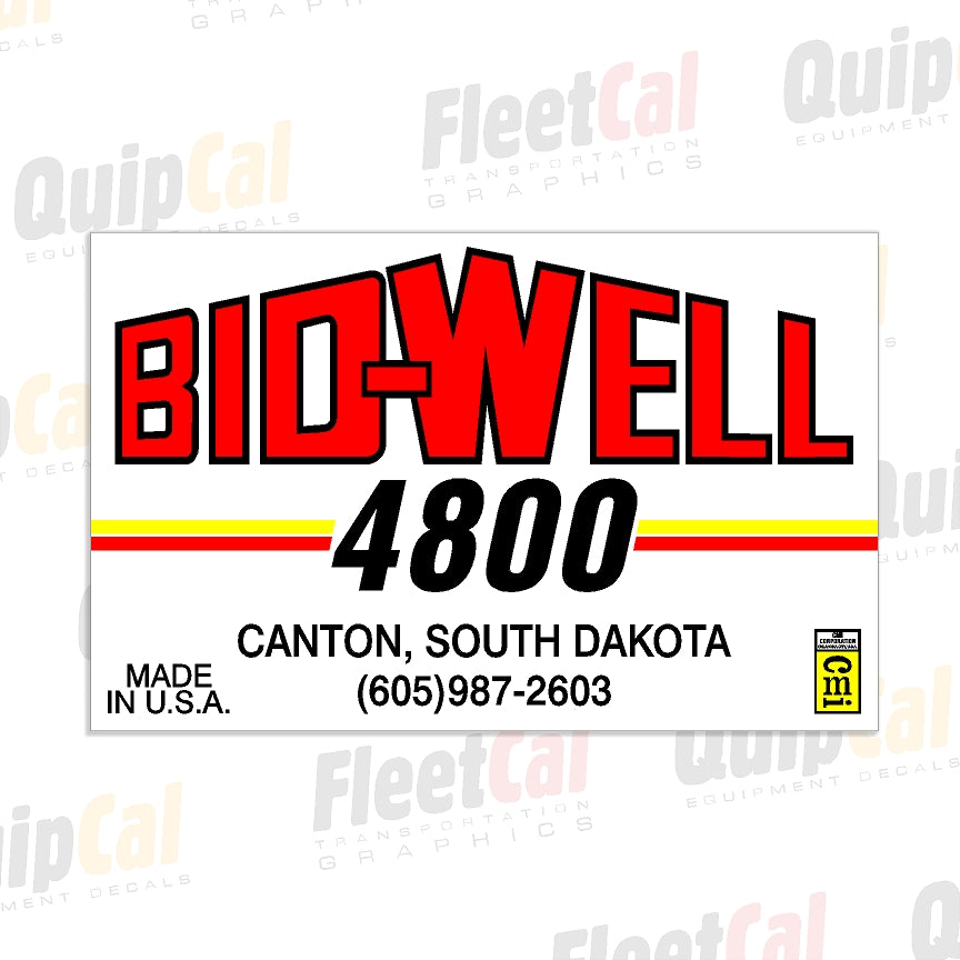 Bid-Well 4800 Bridge Screed Decal – Truck and Equipment Decals