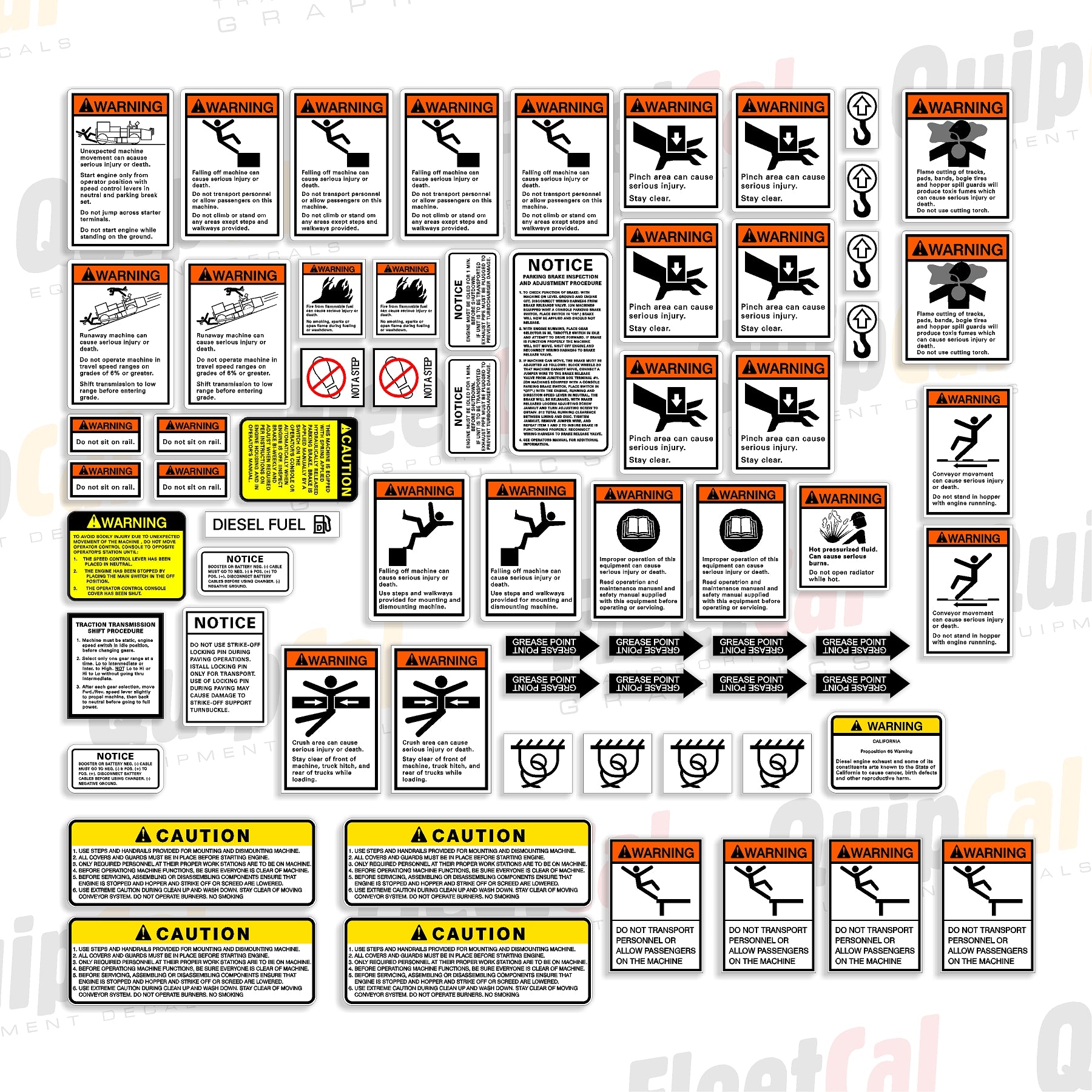 Blaw Knox, Ingersoll Rand, Volvo Paver Safety Decal Set – Truck and ...