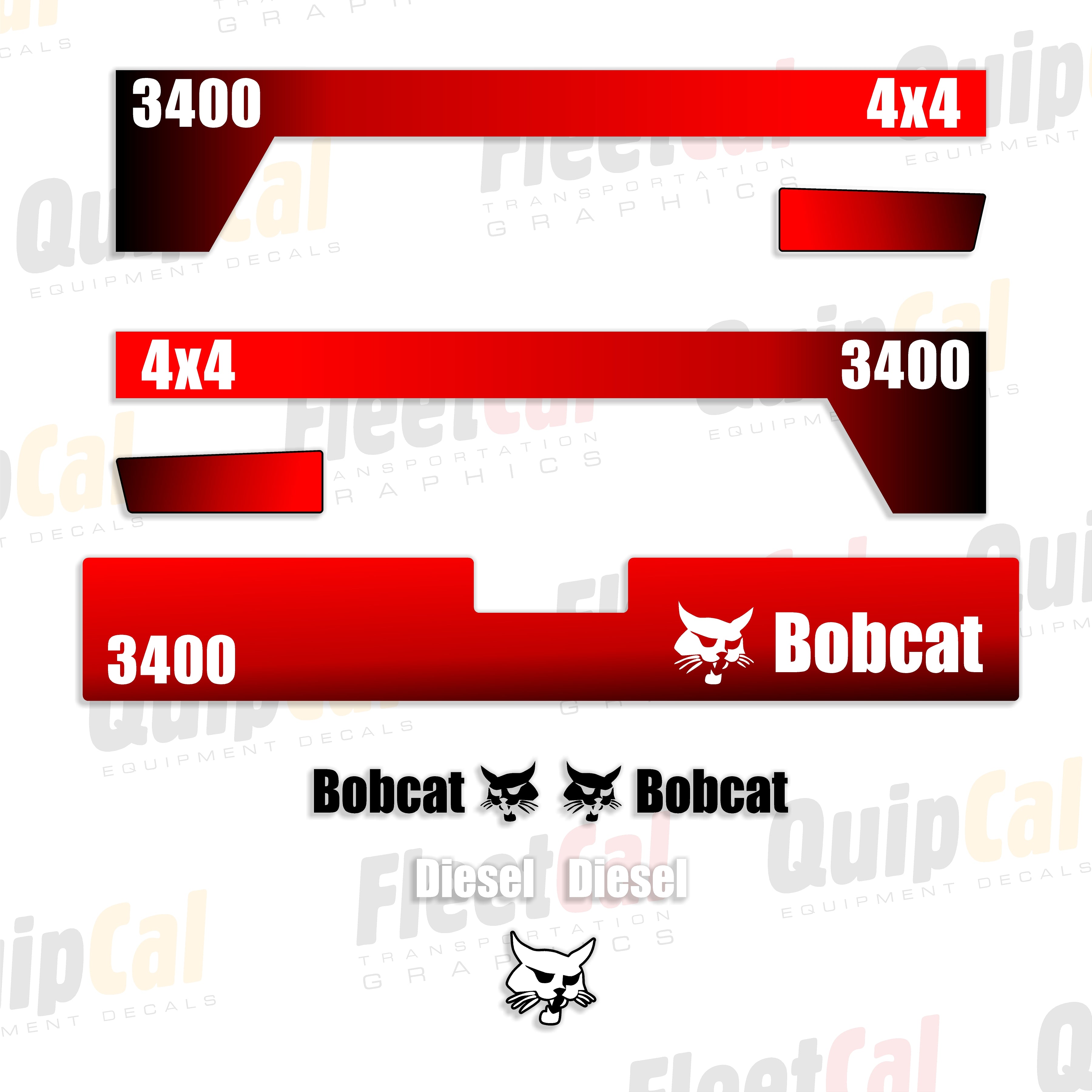 Bobcat 3400 4x4 UTV Marking Decal Set – Truck and Equipment Decals