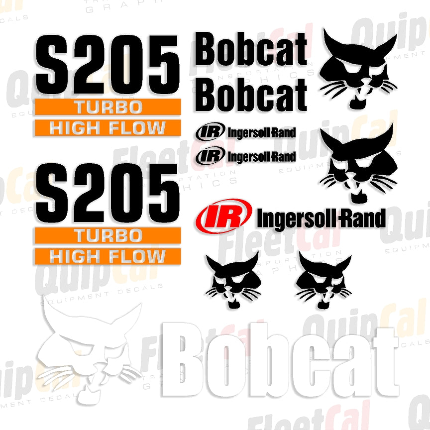 Bobcat S205 Skid Loader Early Model Marking Decal Set (Turbo High Flow – Truck and Equipment Decals