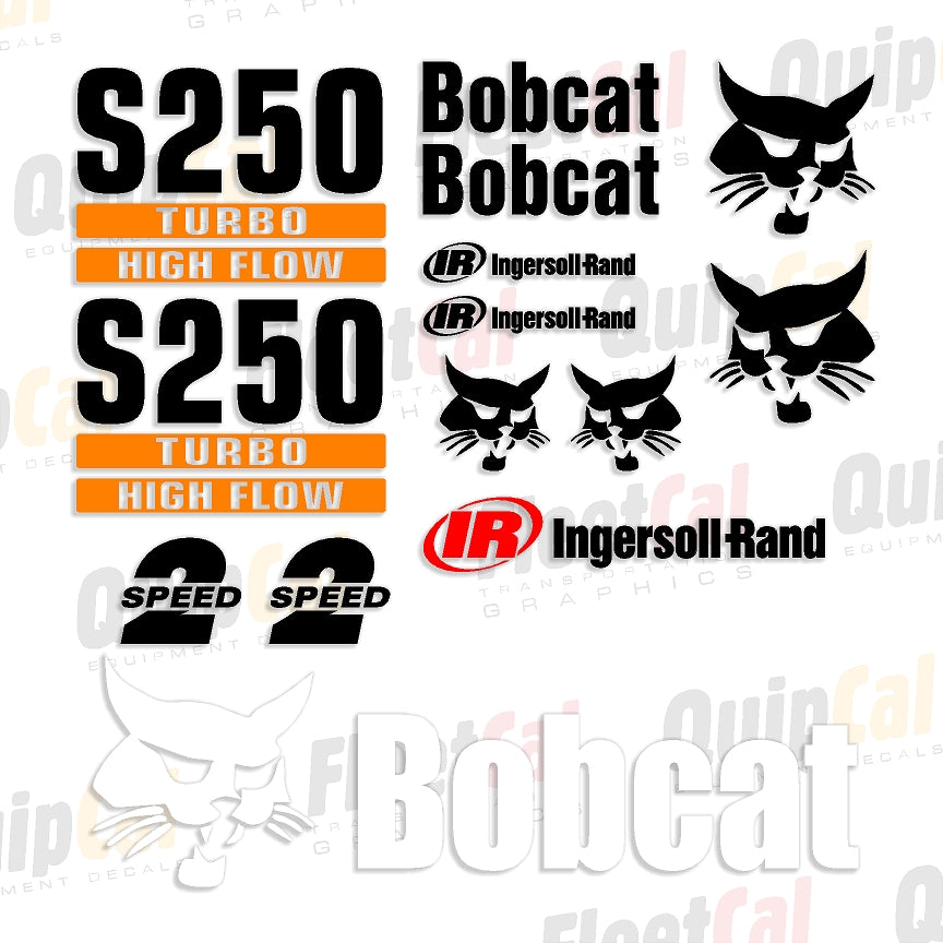 Bobcat S250 Skid Loader Early Model Marking Decal Set (Turbo High Flow ...