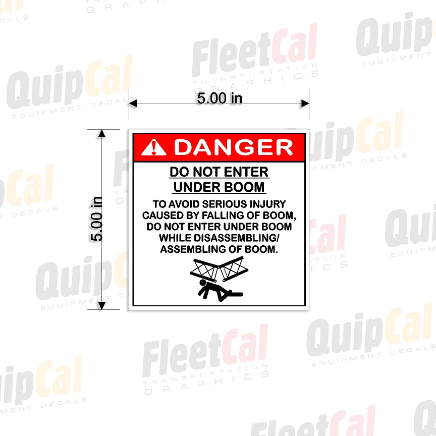 Boom Crush Hazard Safety Decal (QTY 10) – Truck and Equipment Decals