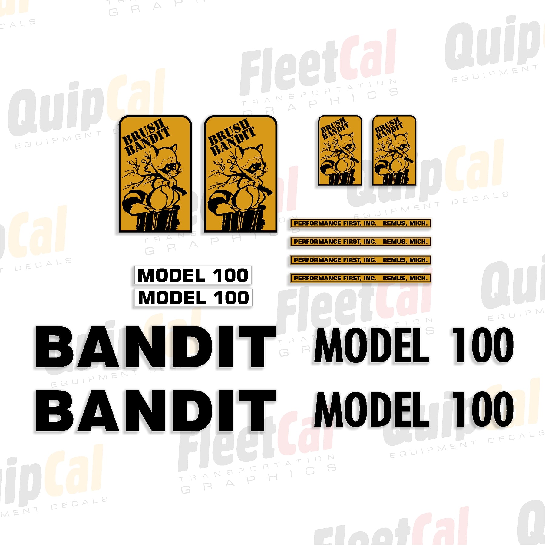 Brush Bandit Model 100 Chipper Marking Decal Set – Truck and Equipment ...