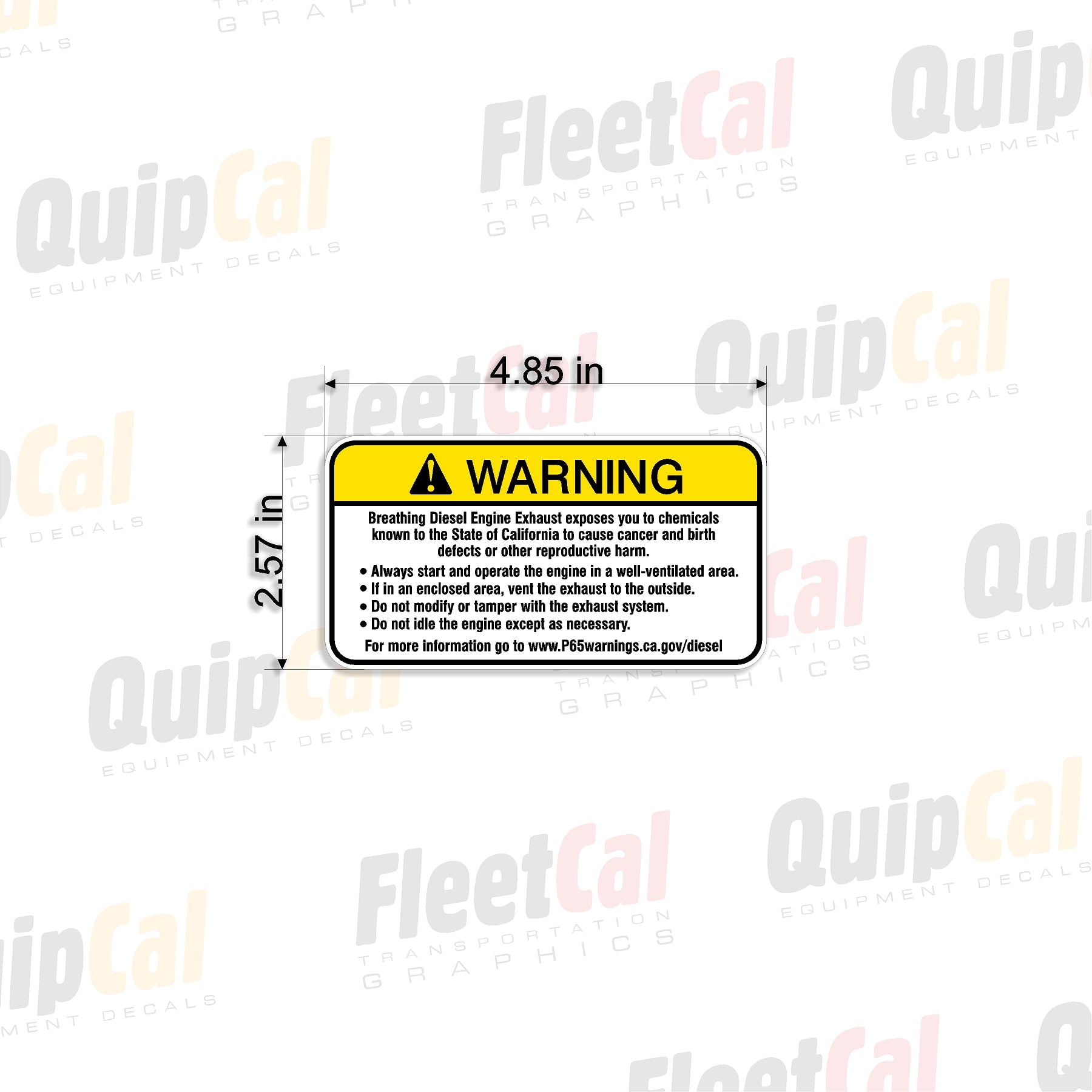 California Proposition 65 Warning Decal 002 (QTY 4) – Truck and ...