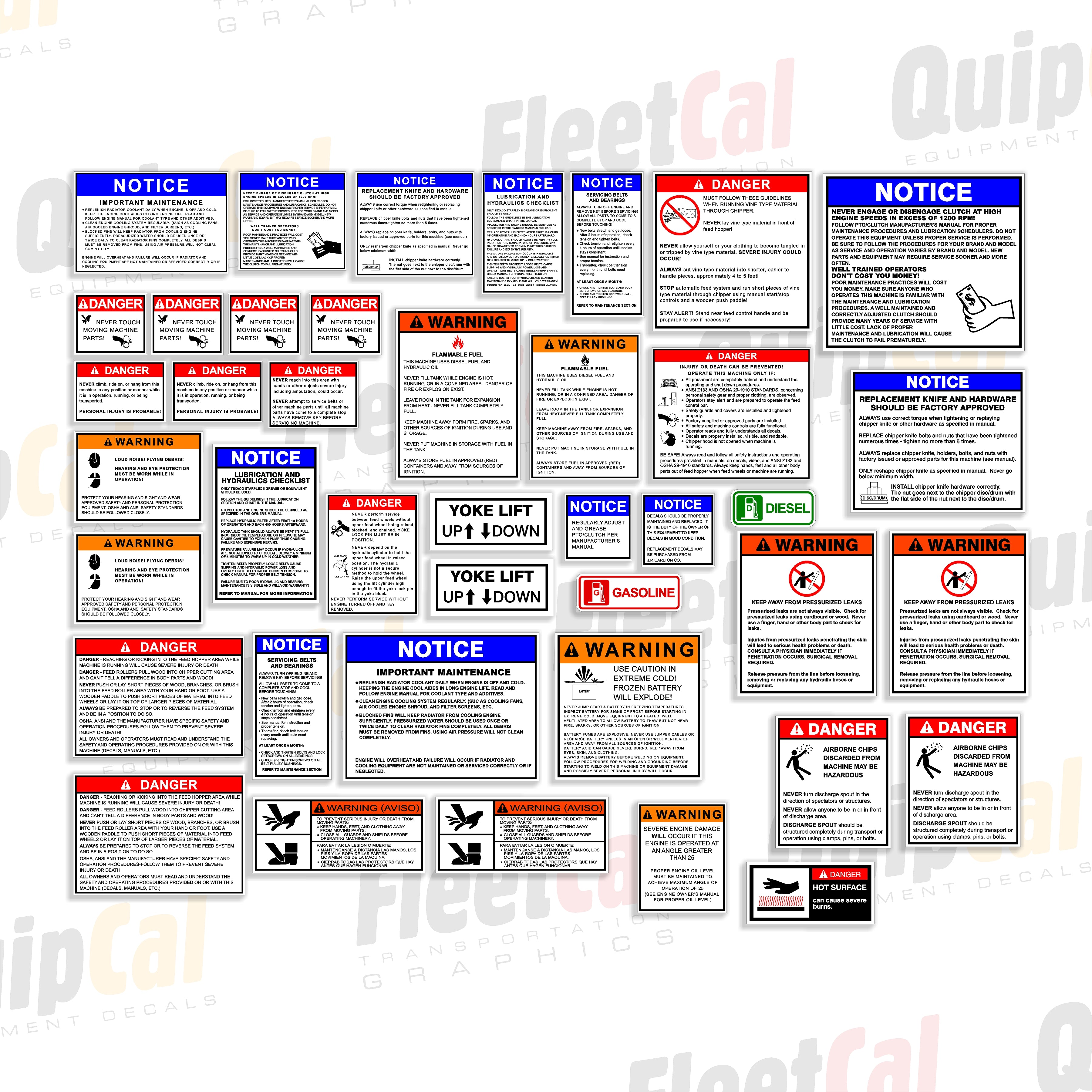 Carlton Chipper Safety Decal Set – Truck and Equipment Decals