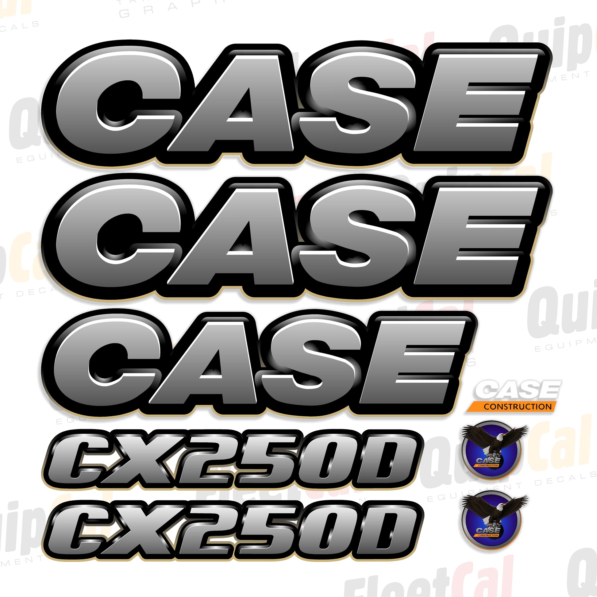 Case CX250D Excavator Early Model Decal Set – Truck and Equipment Decals