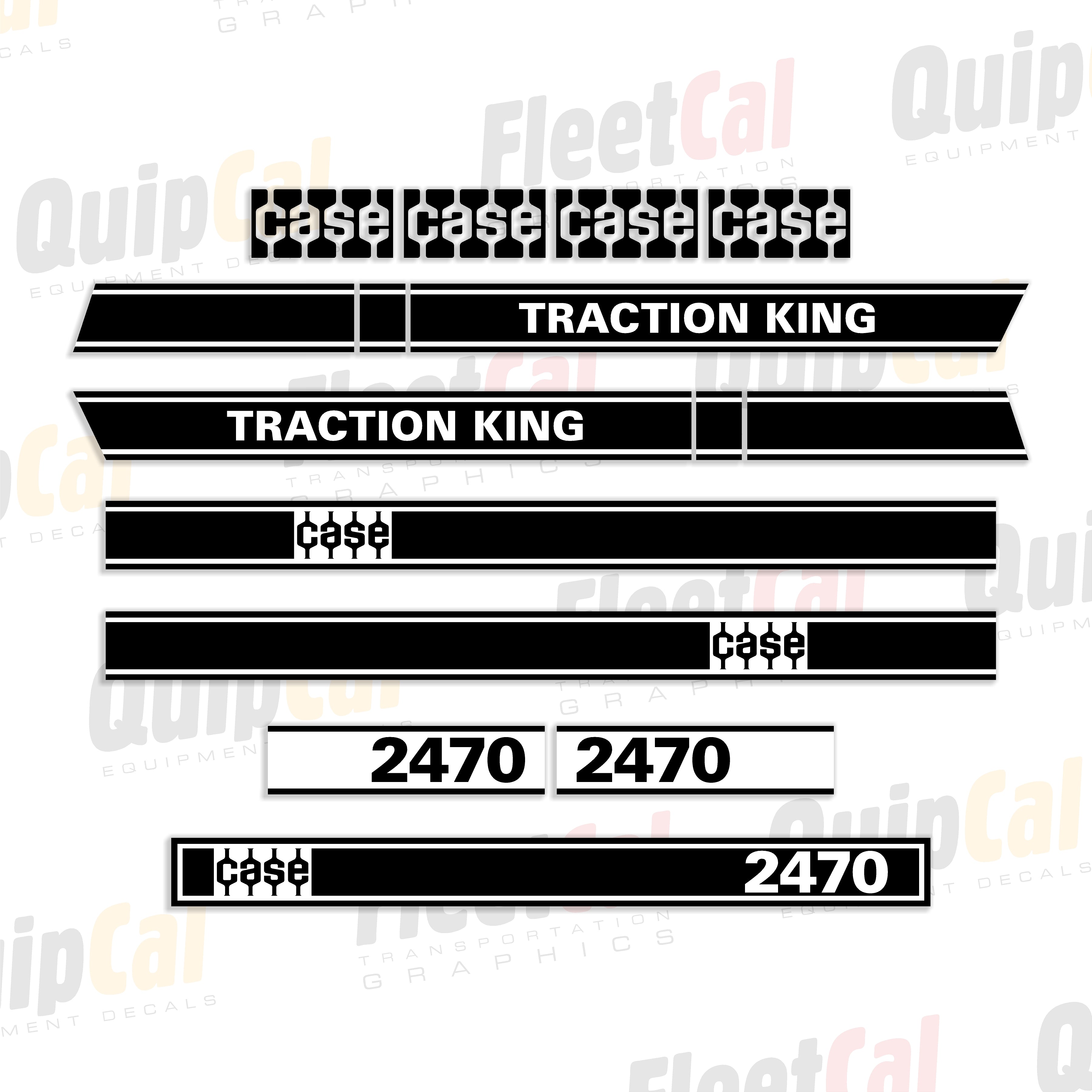 Case 2470 Traction King Tractor Marking Decal Set (White Tractor ...
