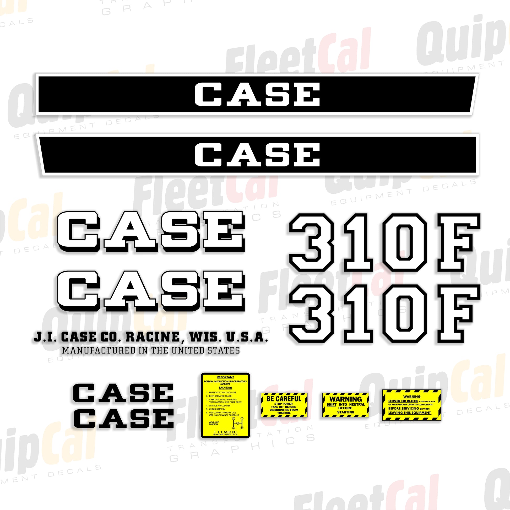Case 310F Dozer Marking Decal Set – Truck and Equipment Decals