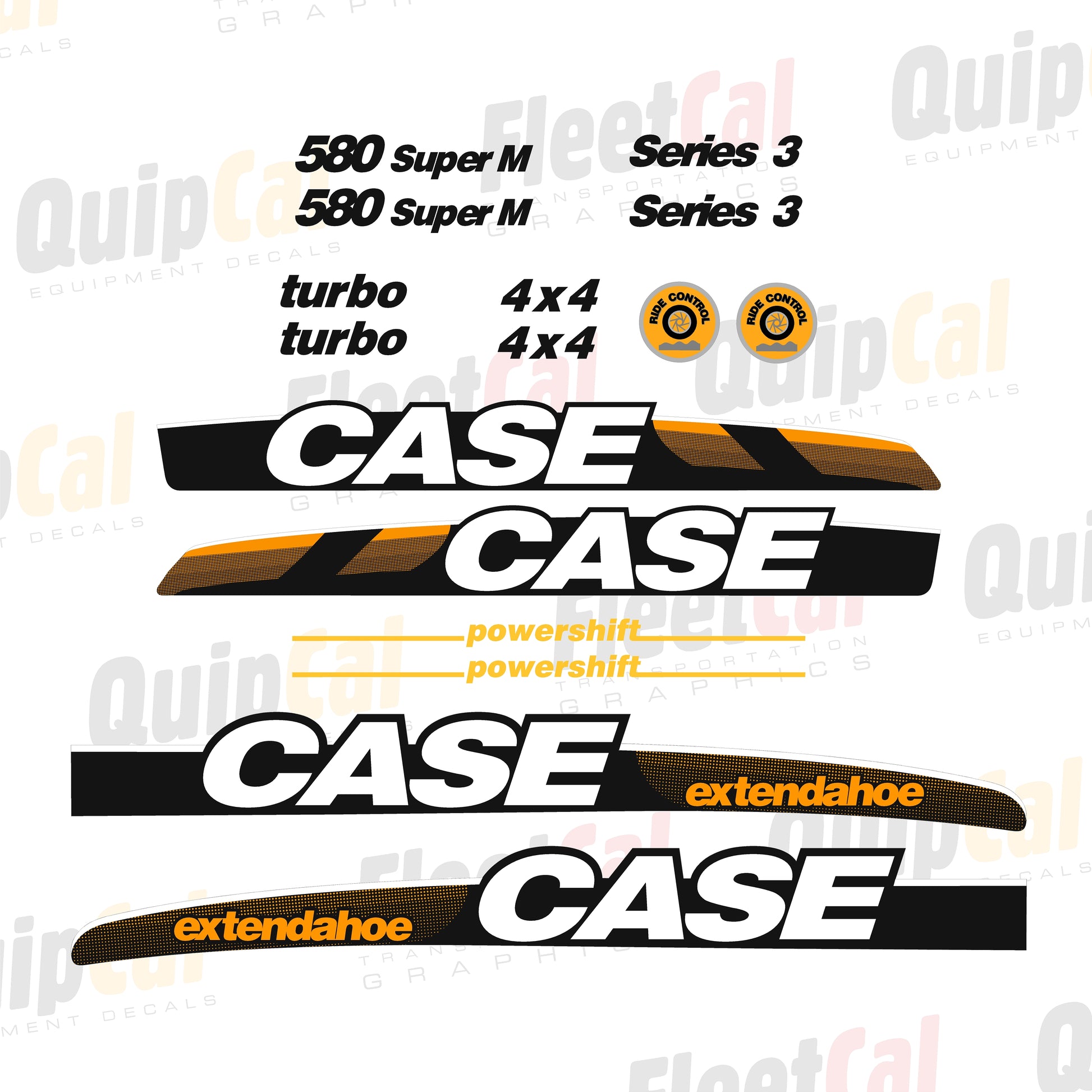 Case 580 Super M Series 3 Extendahoe Model Backhoe Marking Decal Set ...