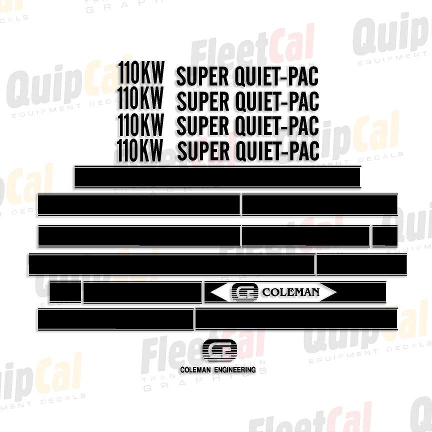 Coleman Engineering 110KW Super Quiet Generator Marking Decal Set ...