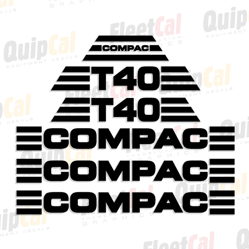 Compac T40 Single Drum Compactor Marking Decal Set – Truck and ...