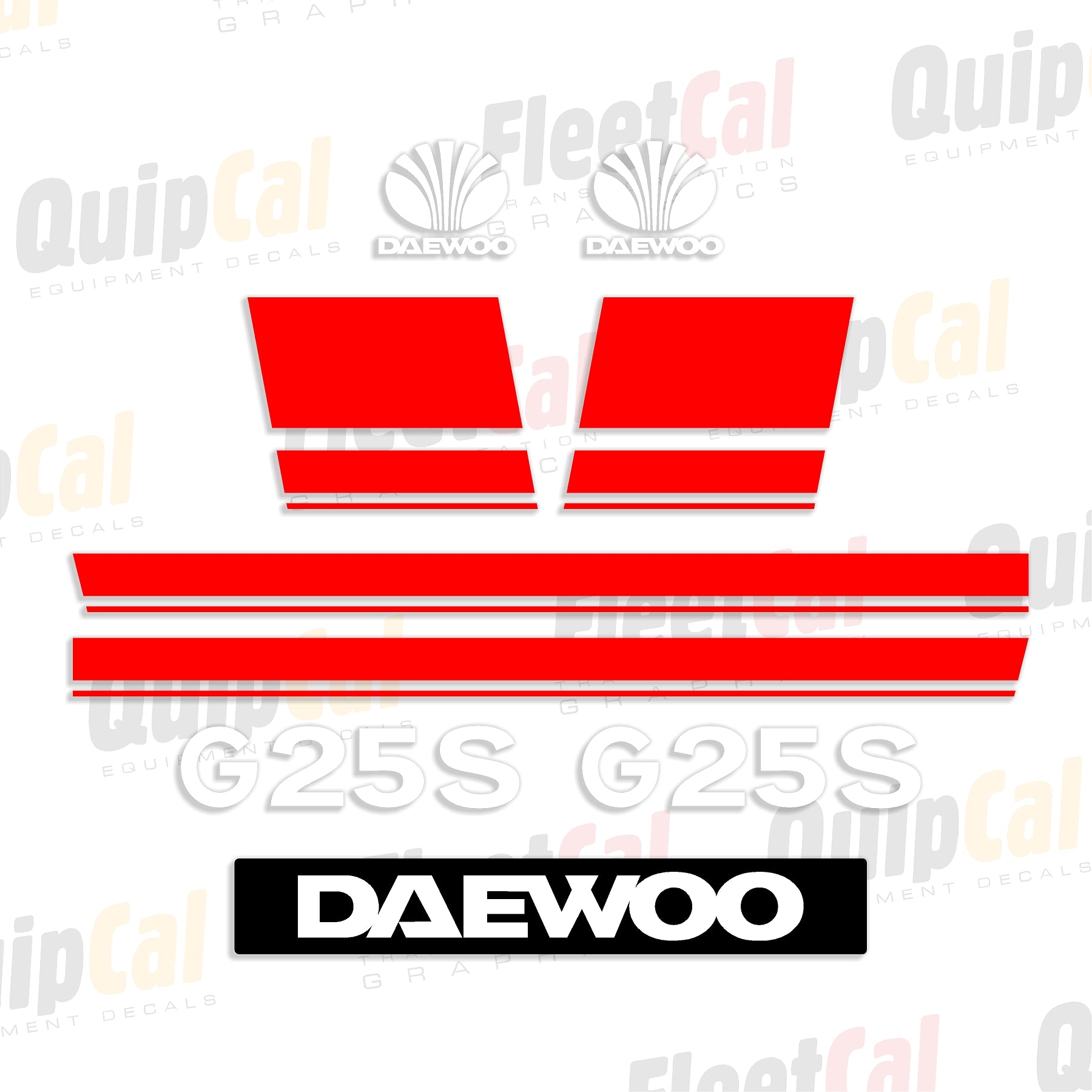 Daewoo G25S Red Stripe Forklift Marking Decal Set – Truck and Equipment ...