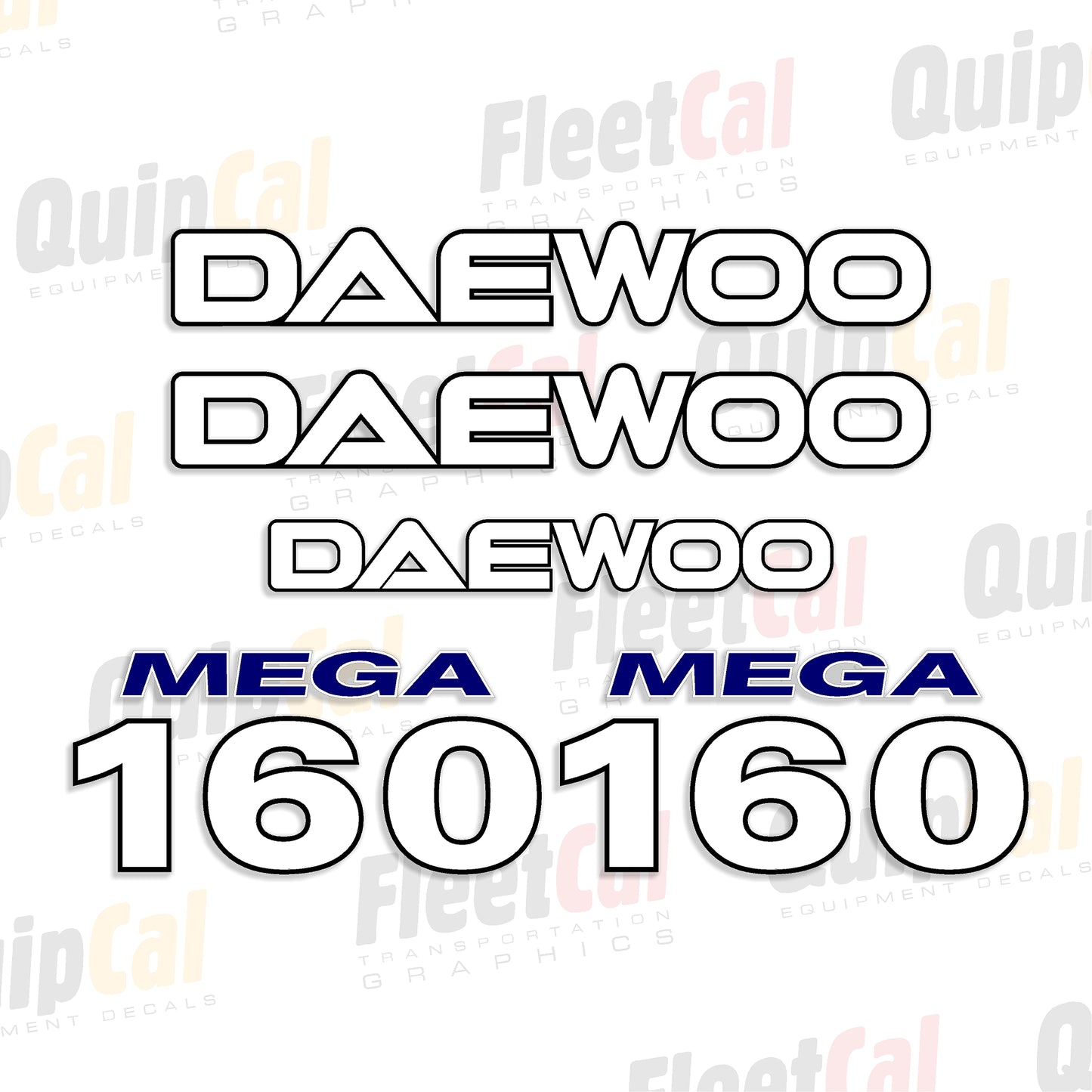 Daewoo Mega 160 Wheel Loader Marking Decal Set – Truck and Equipment Decals