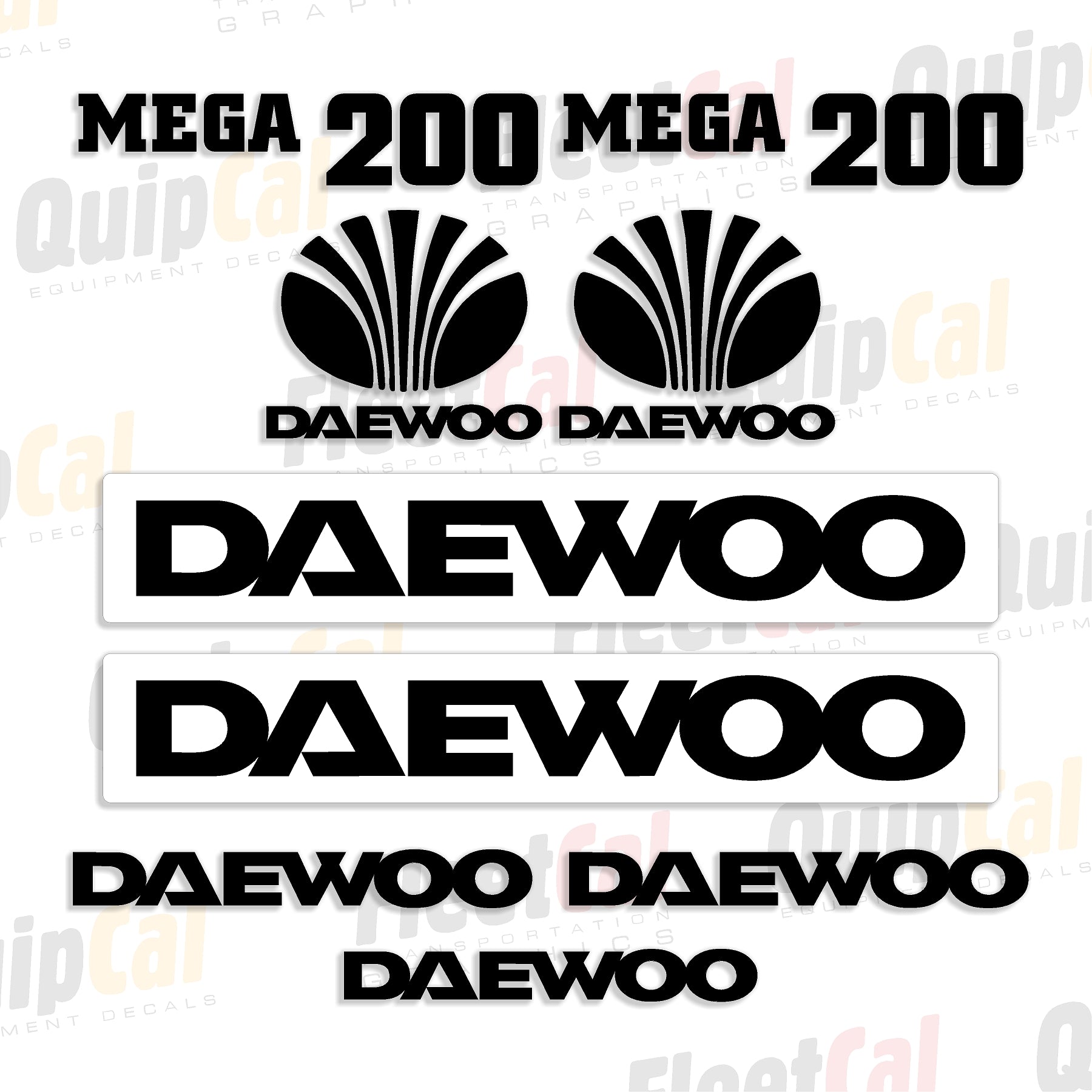 Daewoo Mega 200 1994 Wheel Loader Marking Decal Set – Truck and Equipment Decals