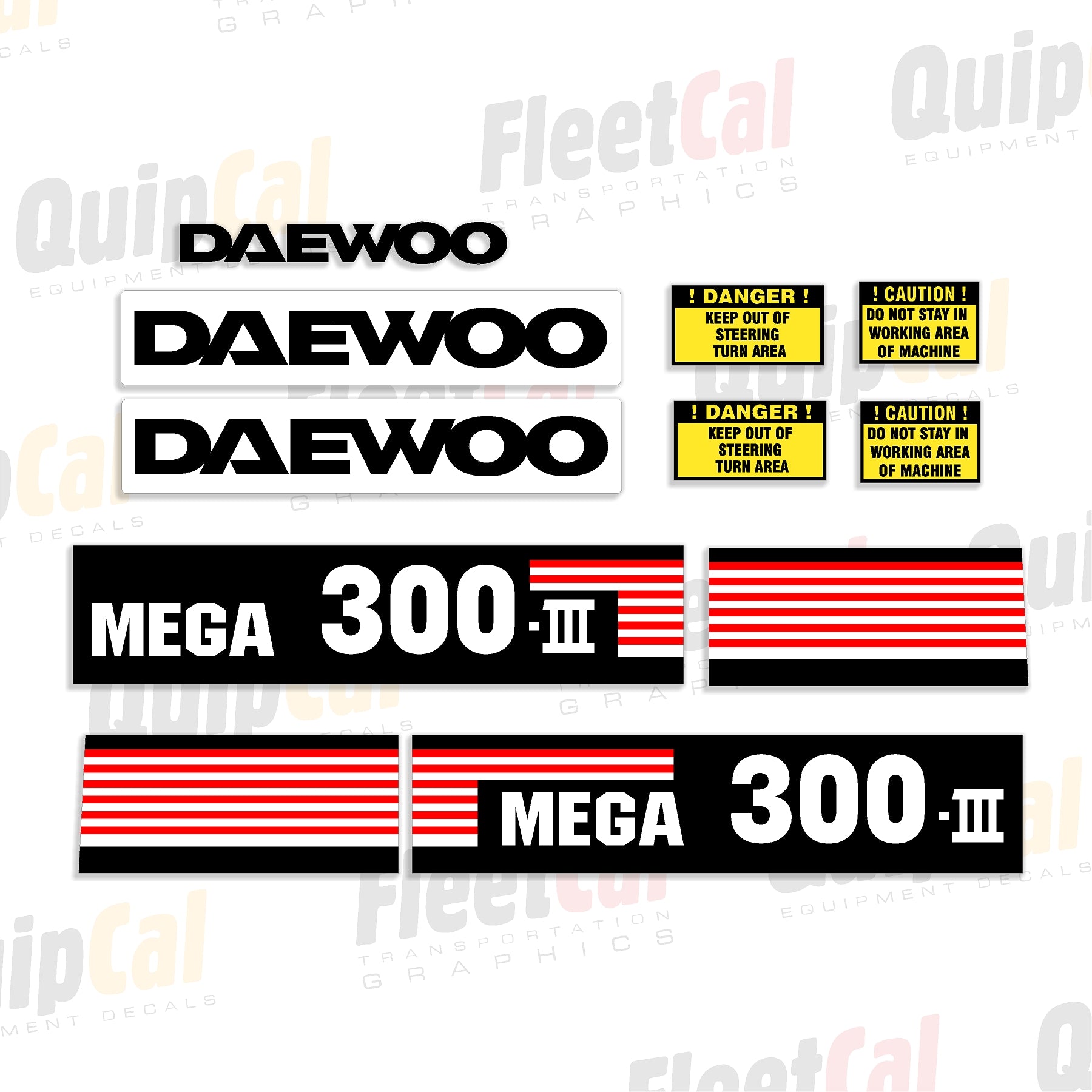 Daewoo Mega 300-III Wheel Loader Marking Decal Set – Truck and ...