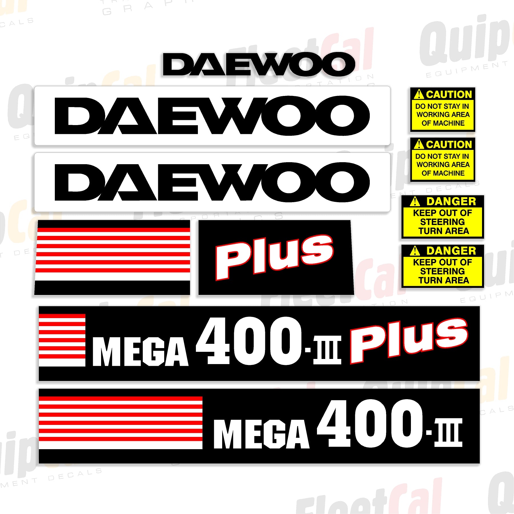 Daewoo Mega 400-III Plus Wheel Loader Marking Decal Set – Truck and ...
