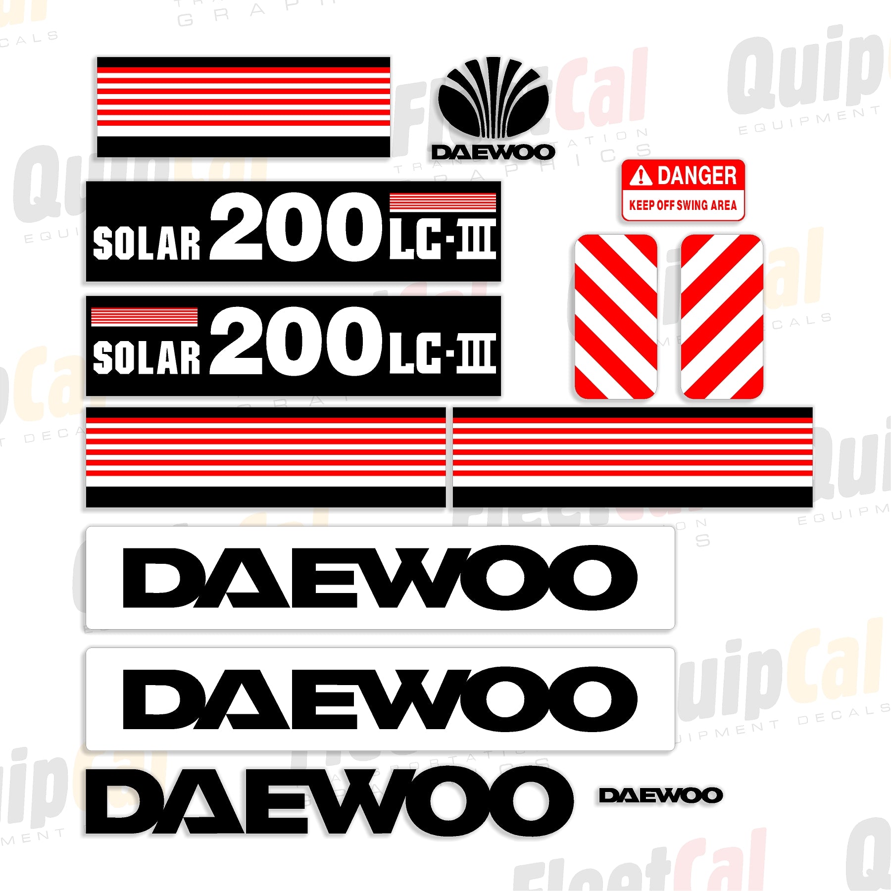 Daewoo Solar 200LC-III Excavator Marking Decal Set – Truck and ...