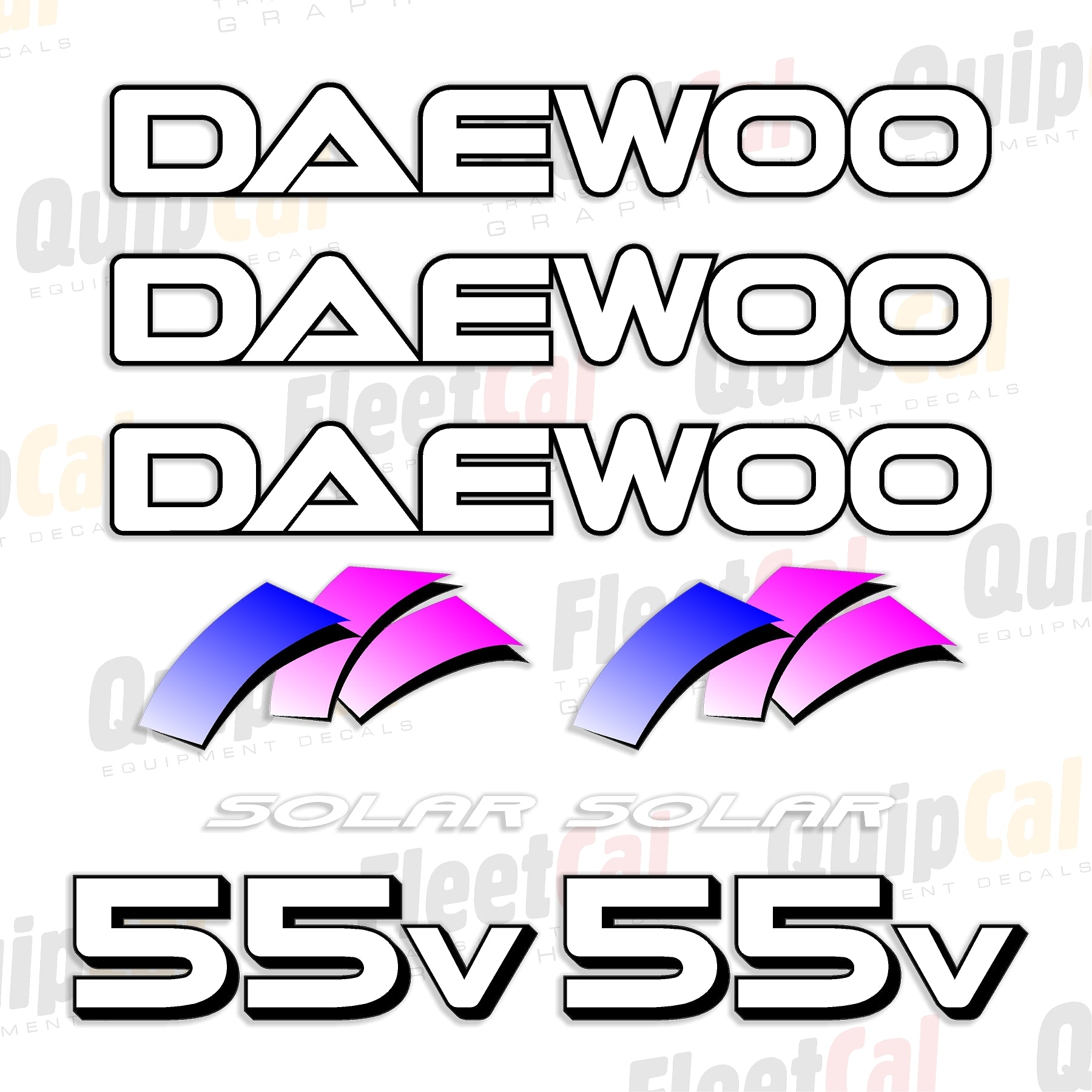 Daewoo Solar 55V Excavator Marking Decal Set – Truck and Equipment Decals