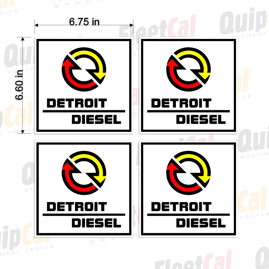 Detroit Diesel Square Logo Decals (QTY 4) – Truck and Equipment Decals