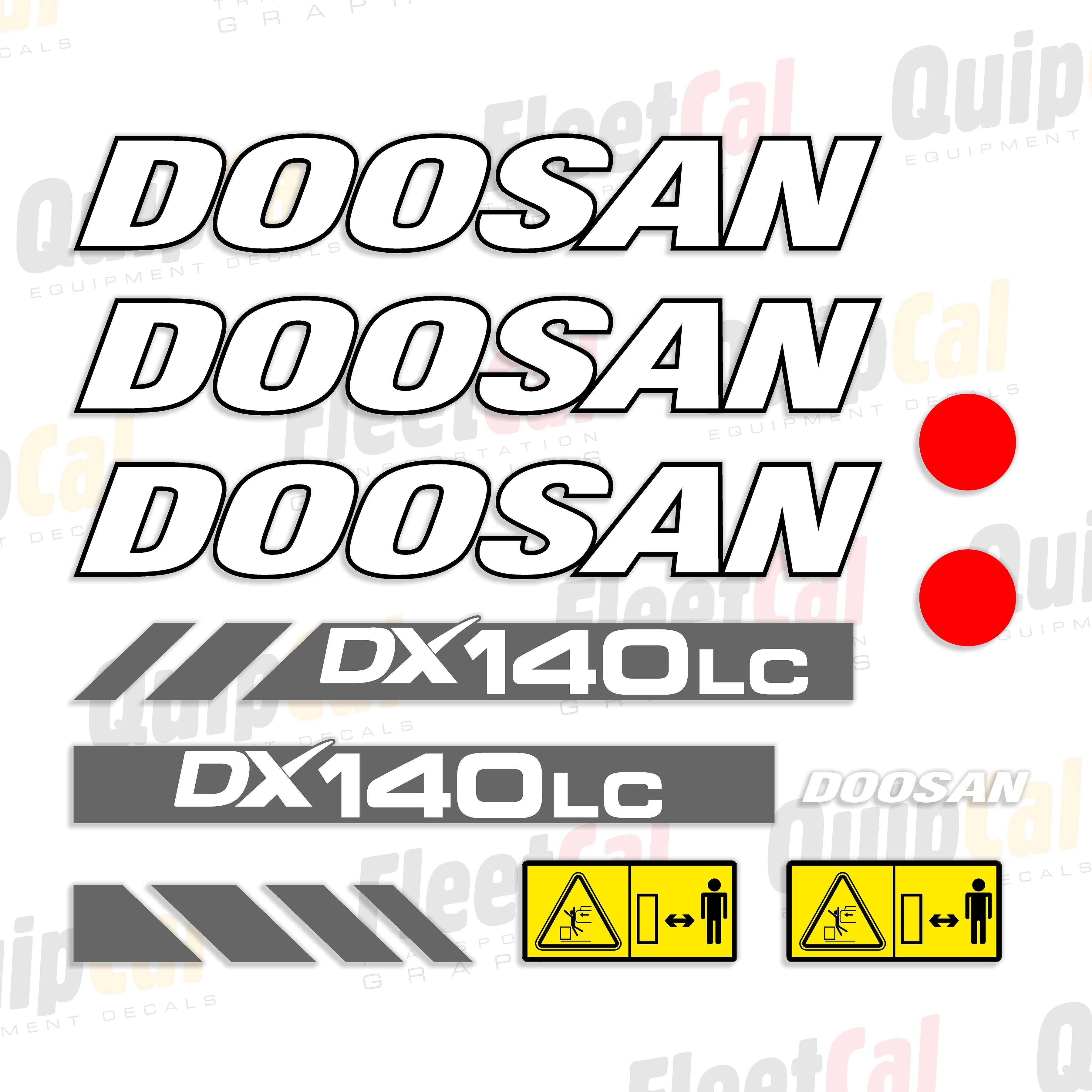 Doosan DX140LC Excavator Marking Decal Set – Truck and Equipment Decals