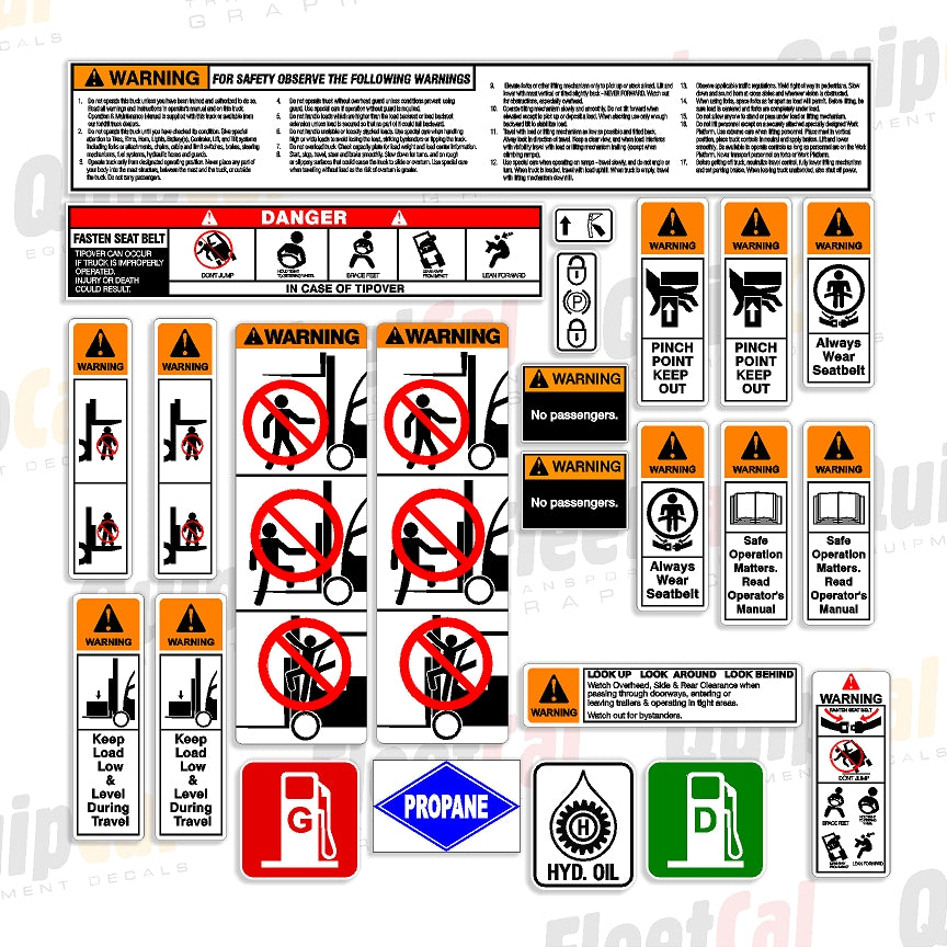 Doosan Forklift Safety Decal Set – Truck and Equipment Decals