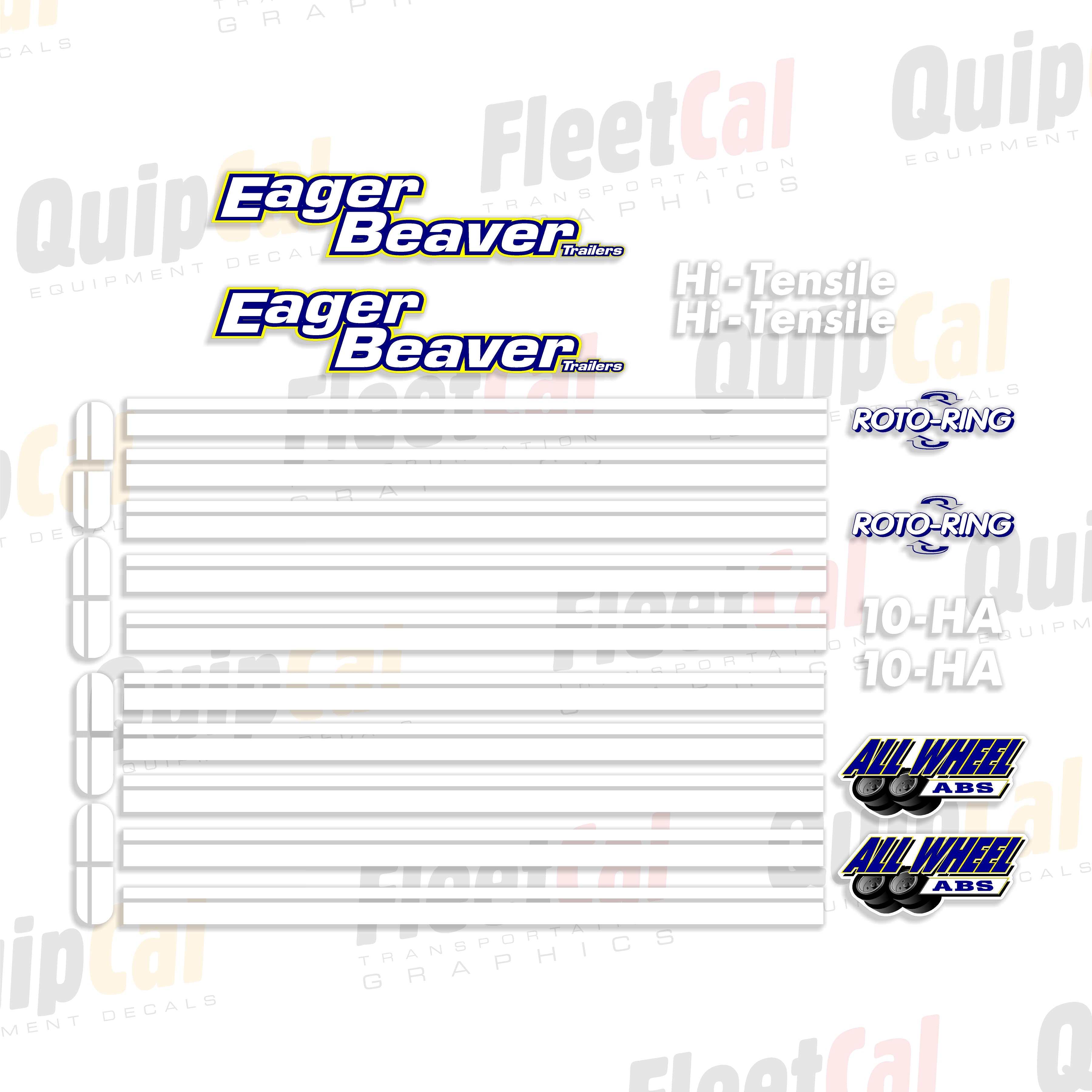 Eager Beaver 10-HA Tag Trailer White Stripe Marking Decal Set – Truck ...