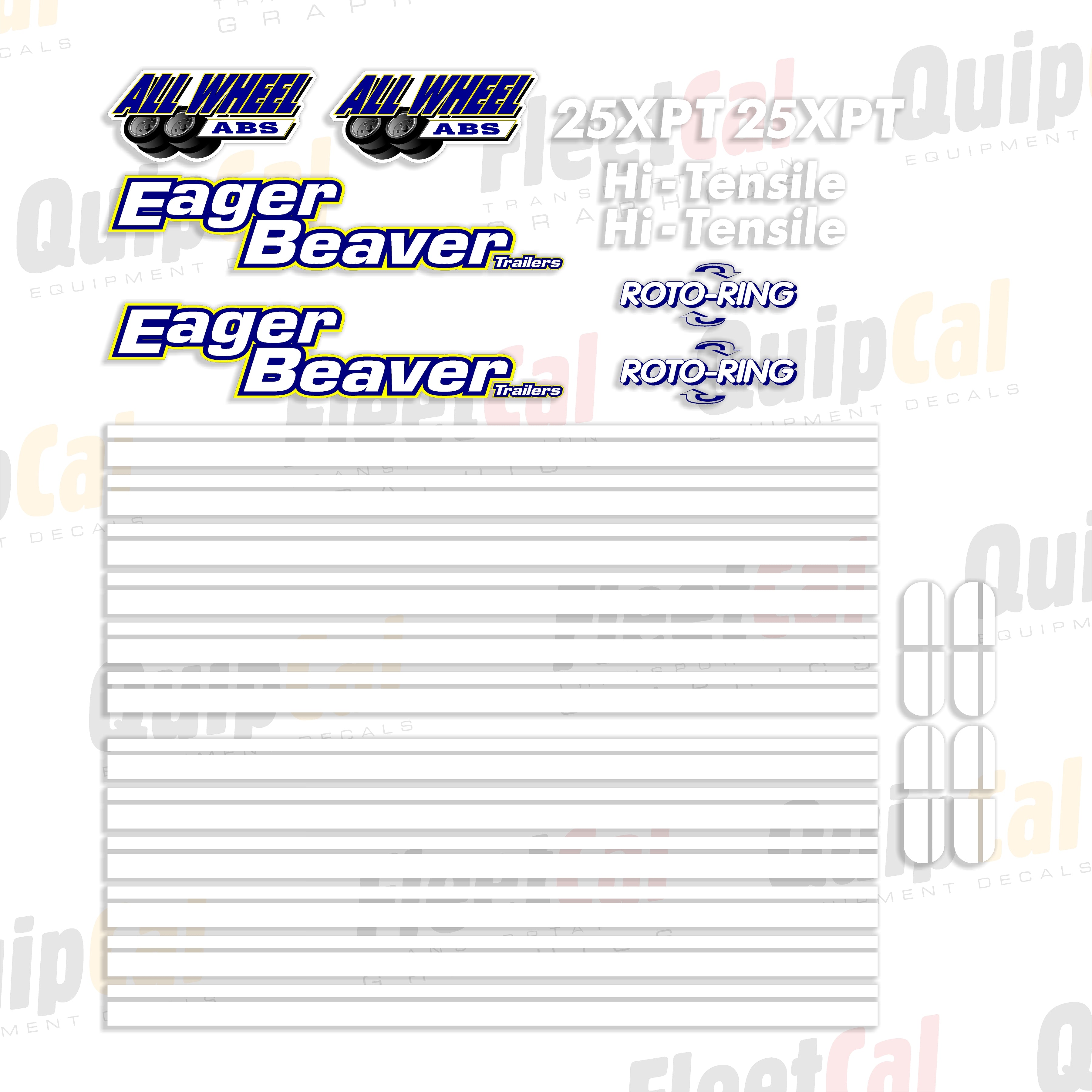 Eager Beaver 25XPT Tag Trailer Decal Set - White Stripe – Truck and ...