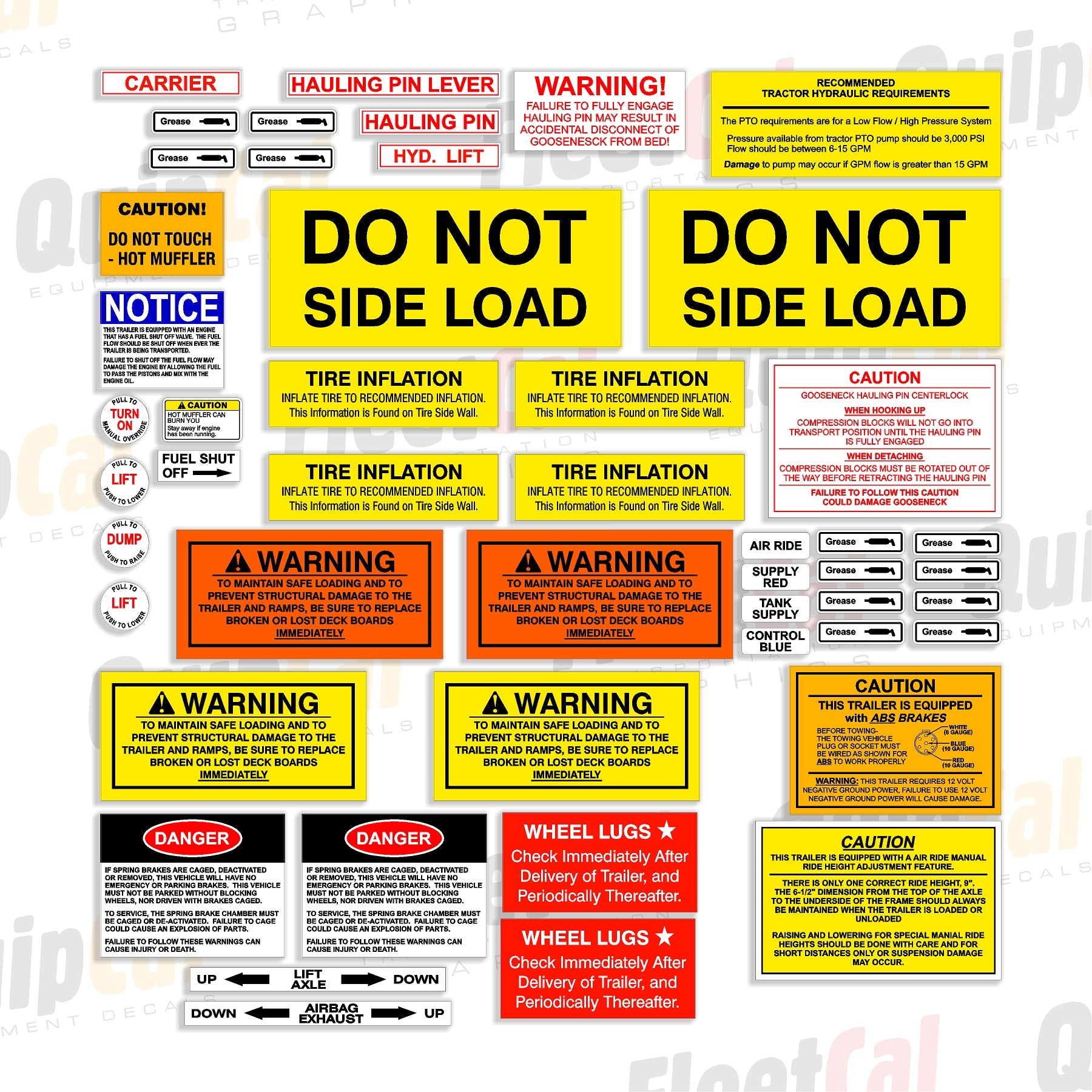 Eager Beaver Drop Deck Trailer Safety Decal Set – Truck and Equipment ...