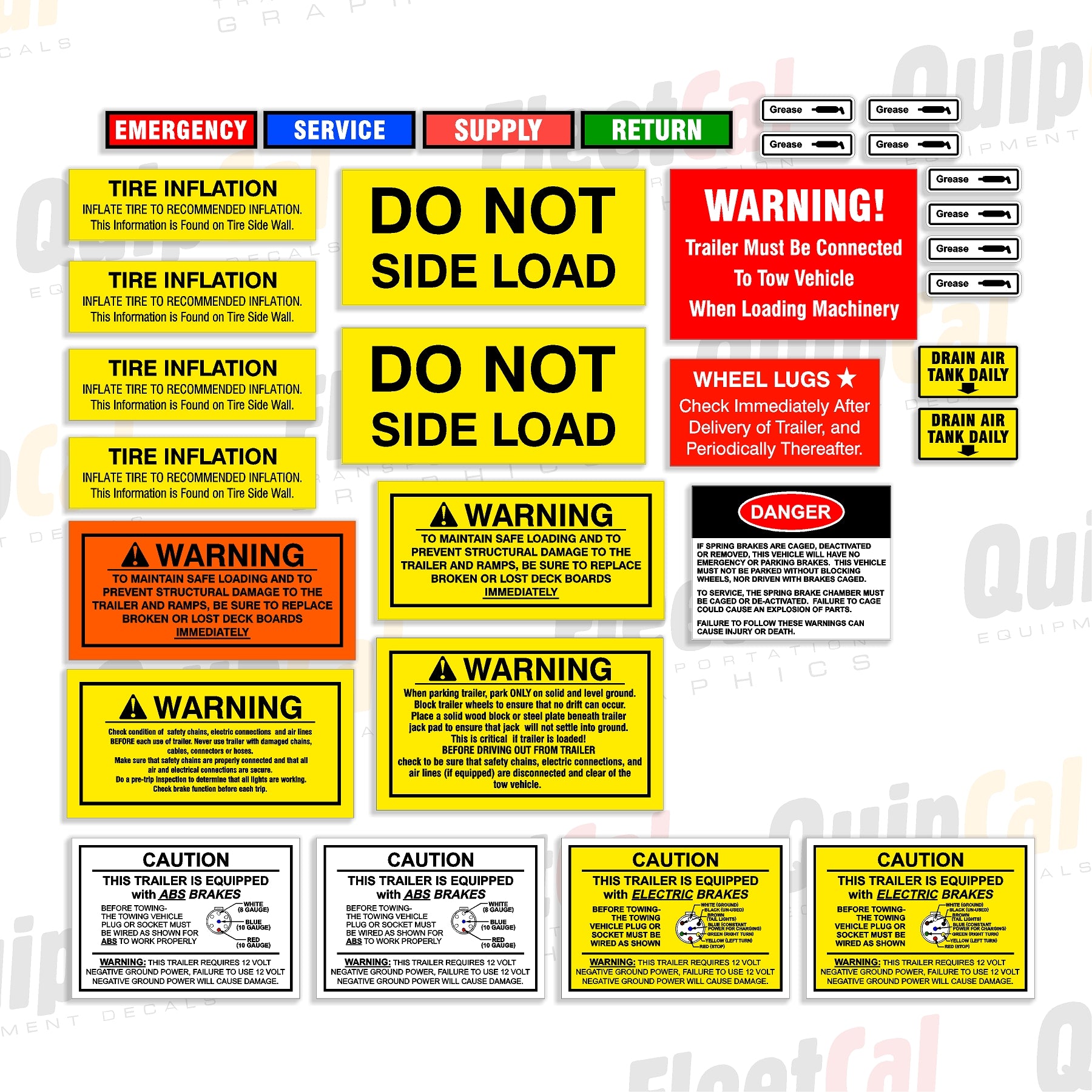 Eager Beaver Tag Trailer Safety Decal Set – Truck and Equipment Decals