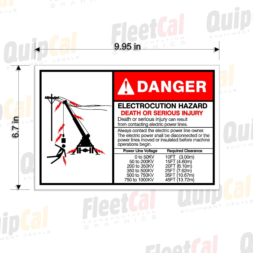 Electrocution Hazard with Safe Distance Decal (QTY 10) – Truck and ...