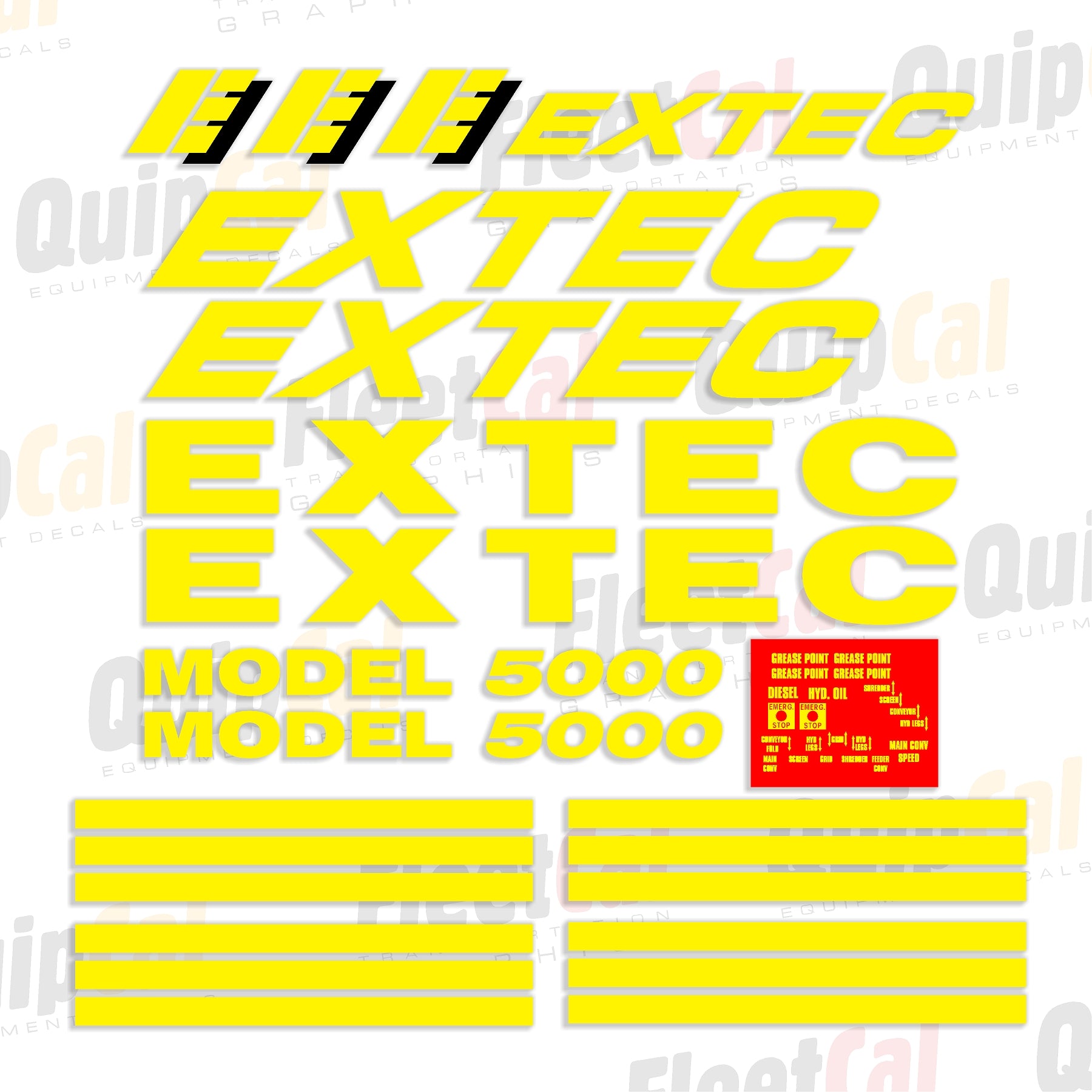 Extec 5000 Mobile Screener Marking Decal Set – Truck and Equipment Decals