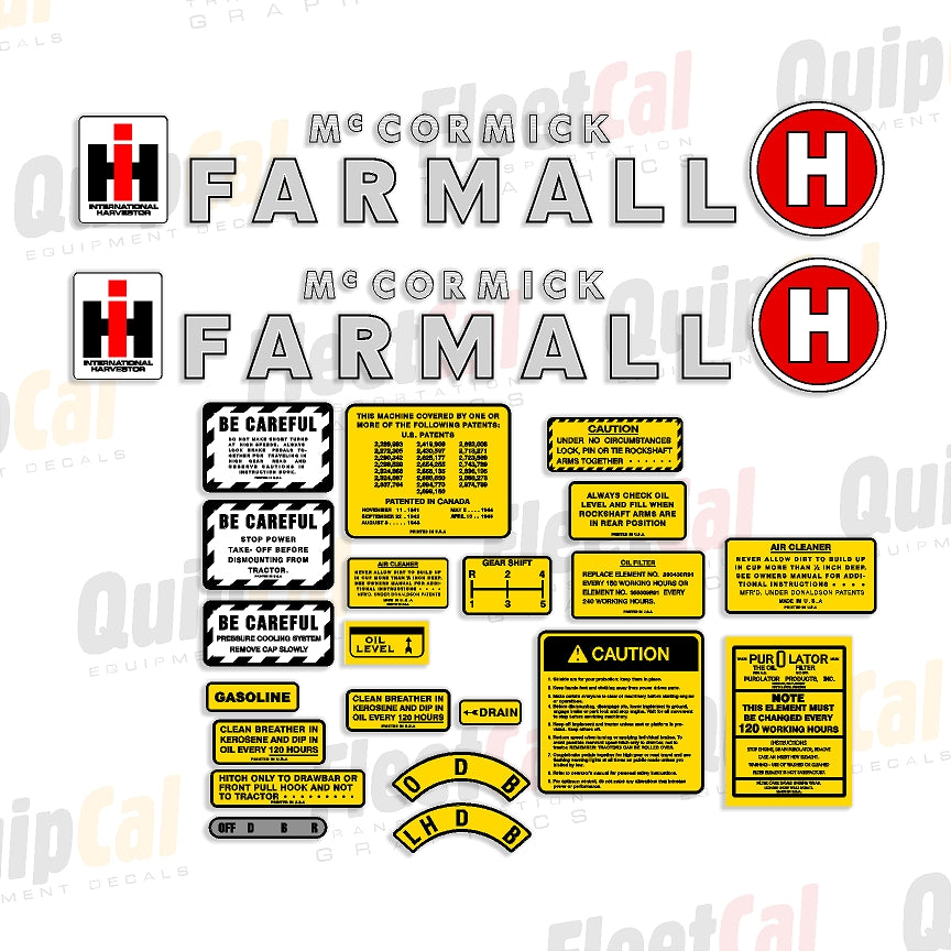 Farmall H Tractor Marking Decal Set – Truck and Equipment Decals