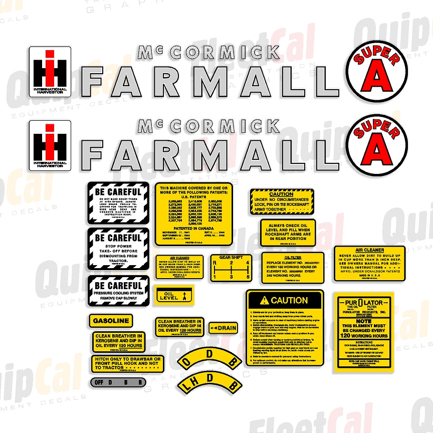 Farmall Super A Tractor Marking Decal Set – Truck and Equipment Decals