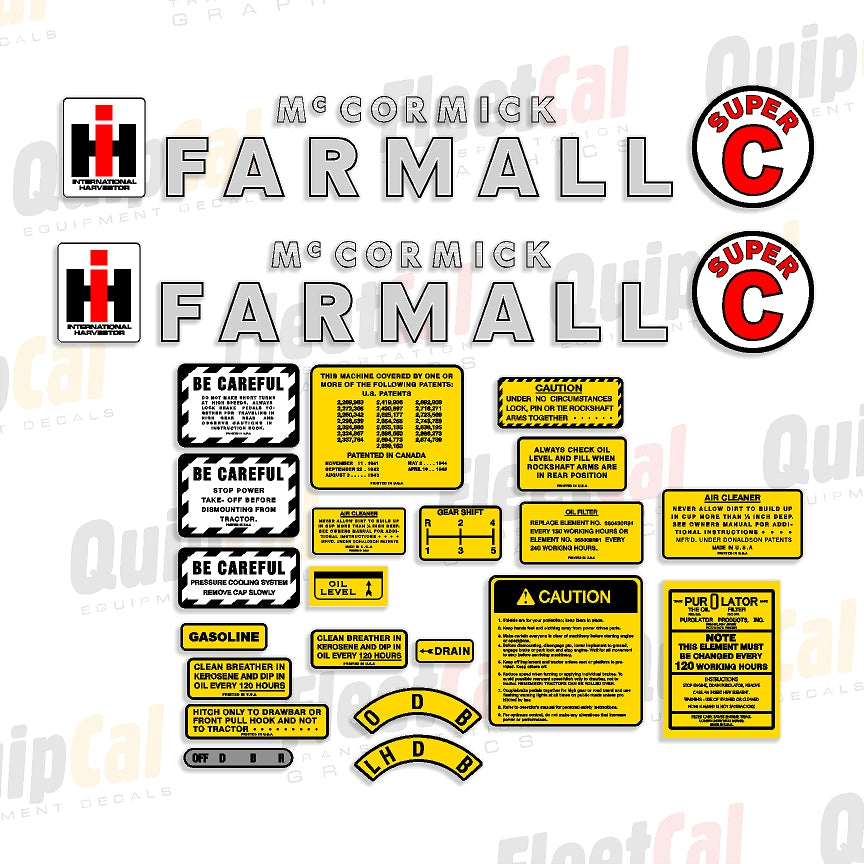 Farmall Super C Tractor Marking Decal Set – Truck and Equipment Decals