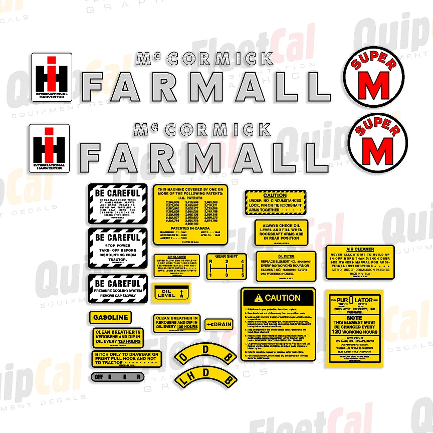 Farmall Super M Tractor Marking Decal Set – Truck and Equipment Decals