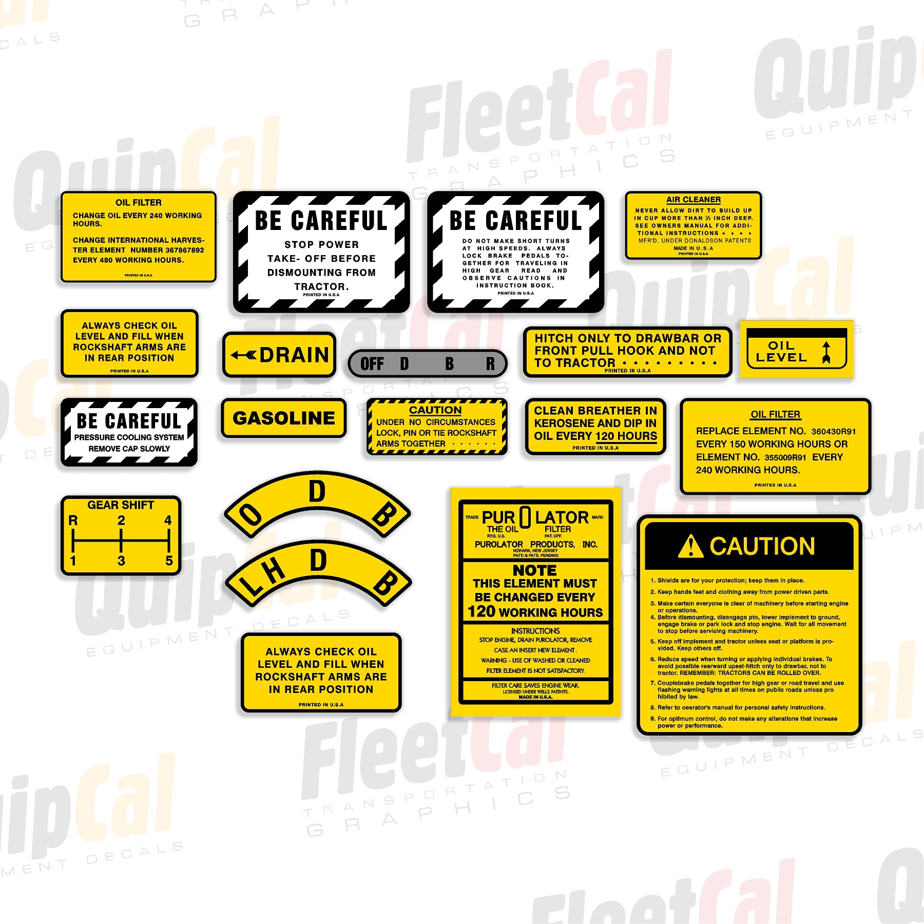 Farmall Tractor Safety Decal Set – Truck and Equipment Decals