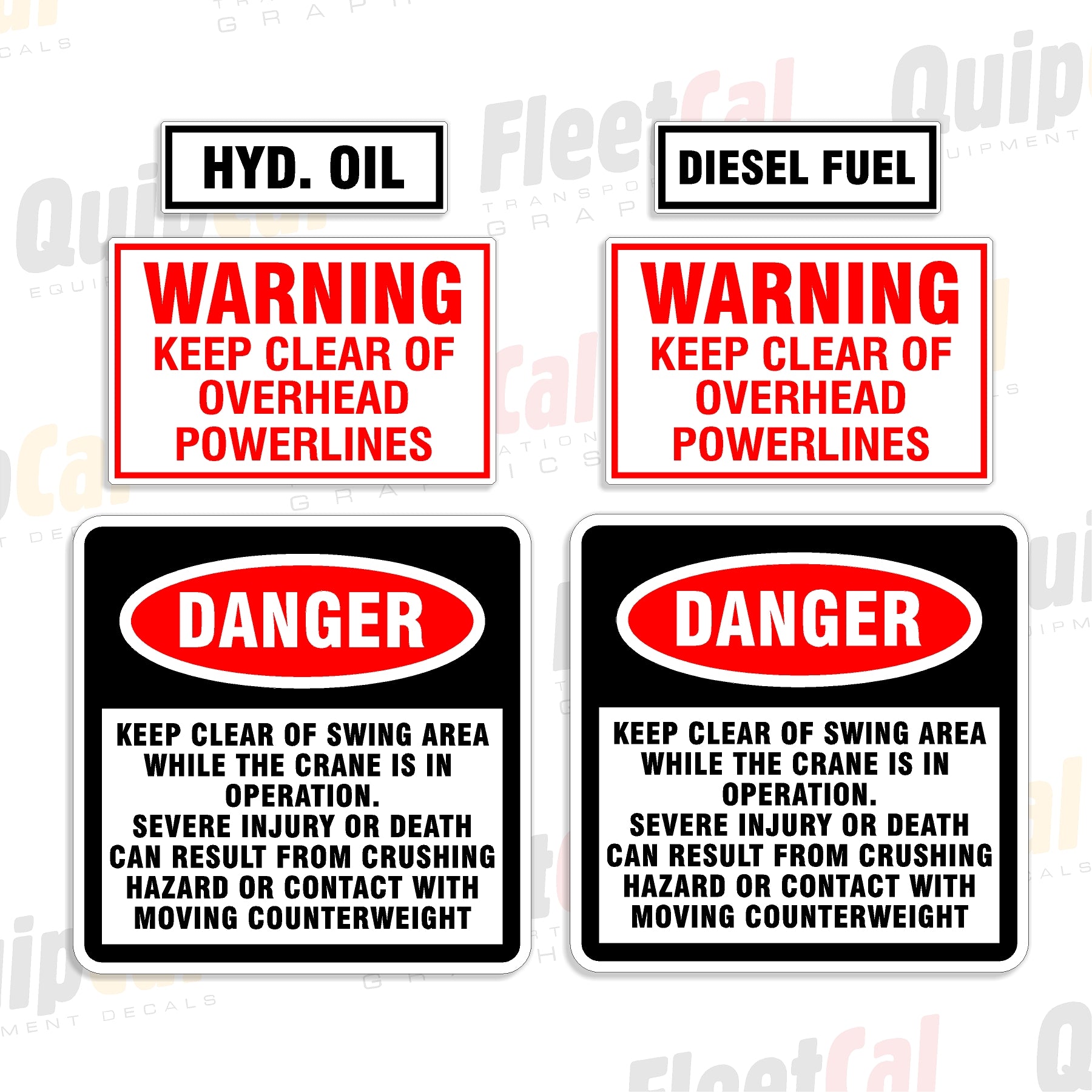 Galion Crane Basic Safety Decal Set – Truck and Equipment Decals