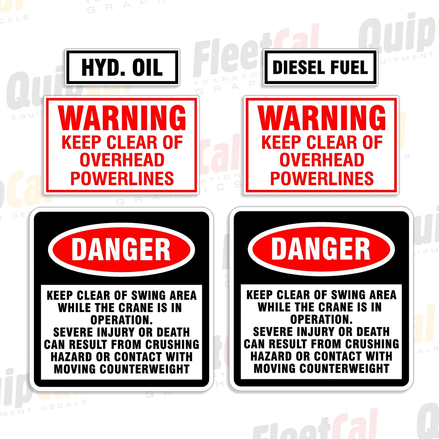 Galion Crane Basic Safety Decal Set – Truck and Equipment Decals