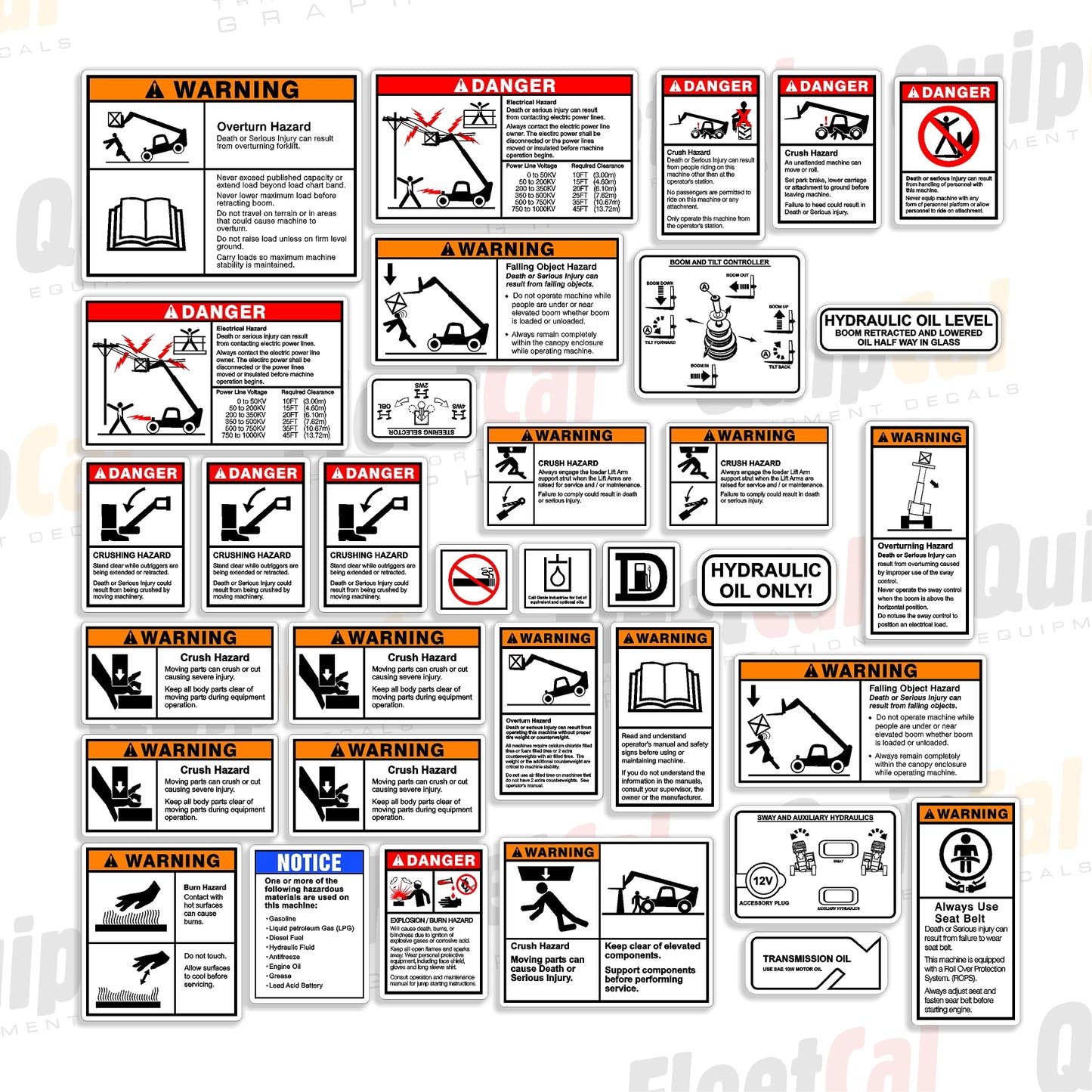 Genie & Terex Telehandler ANSI Version Safety Decal Set – Truck and ...