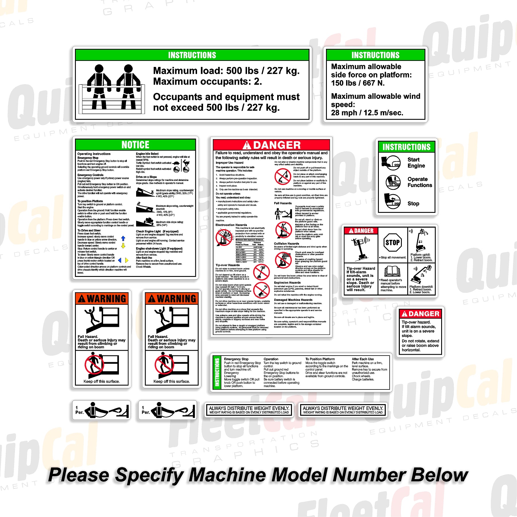 Genie Telescopic Manlift Platform Safety Decal Set (fits models S40, S ...