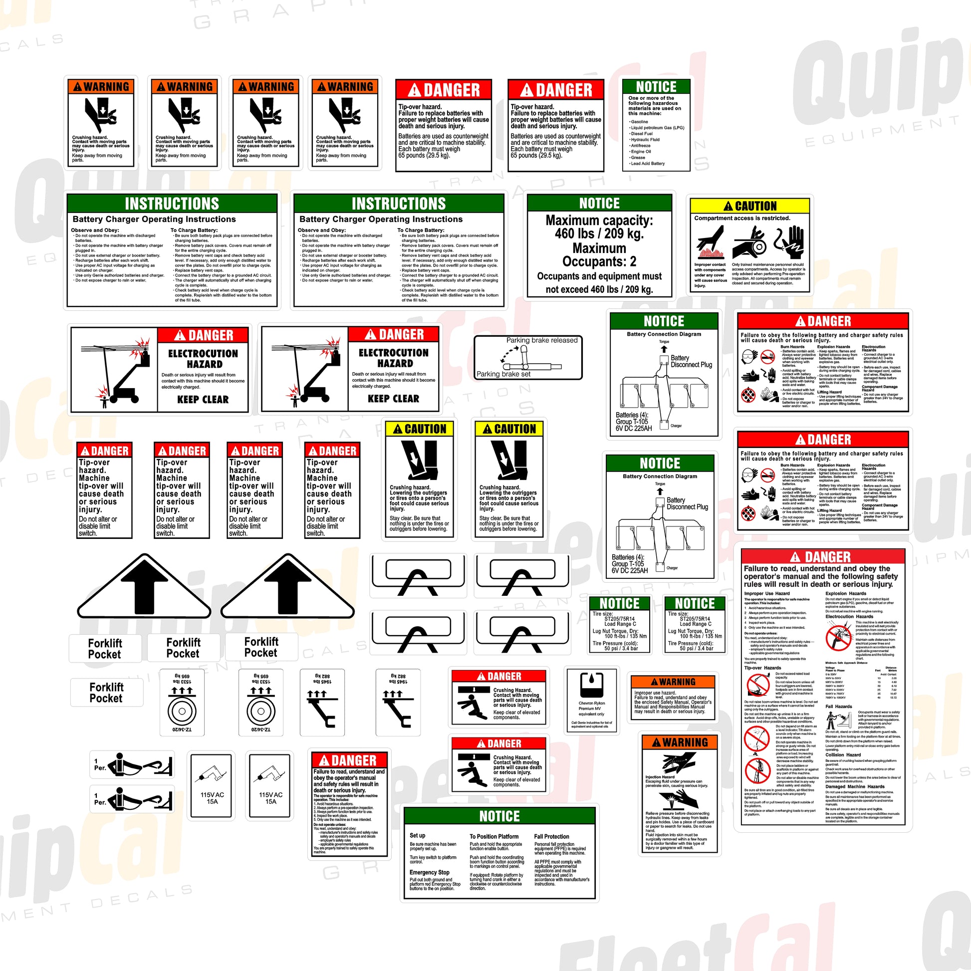 Genie Towable Z-Boom Safety Decal Set – Truck and Equipment Decals