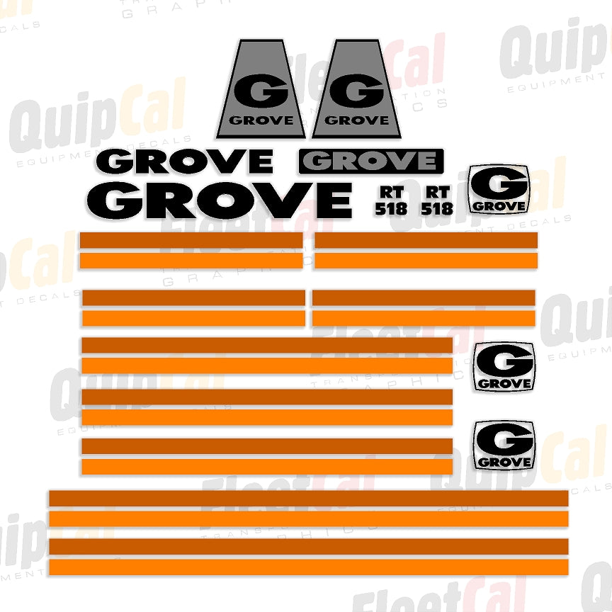 Grove RT518 Rough Terrain Crane Marking Decal Set – Truck and Equipment ...