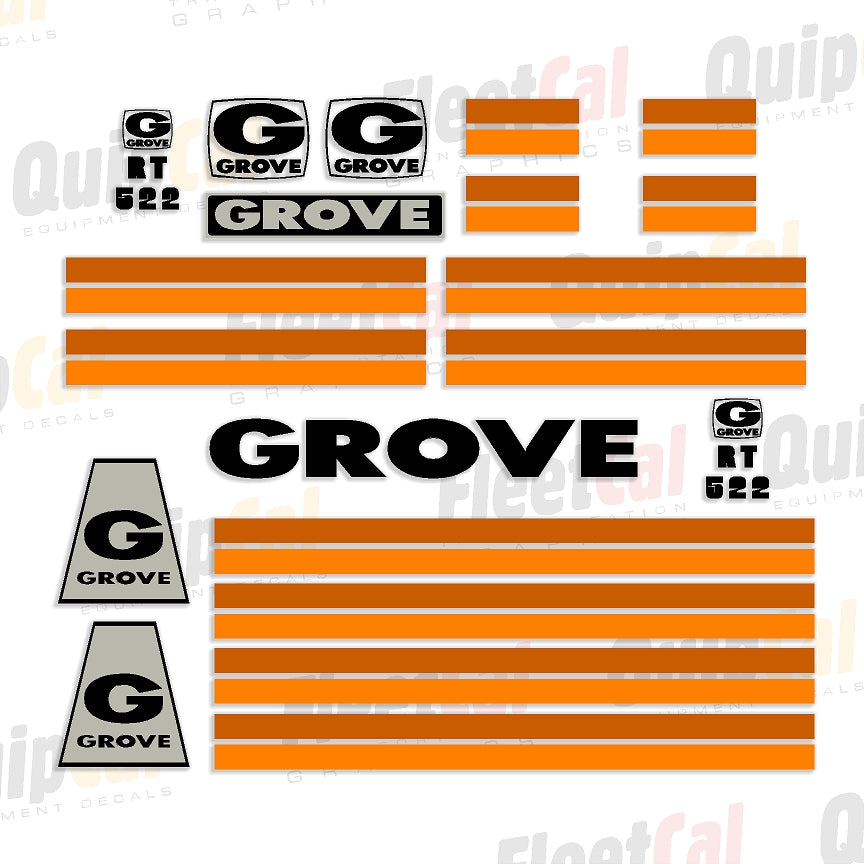Grove RT522 Rough Terrain Crane Marking Decal Set – Truck and Equipment ...